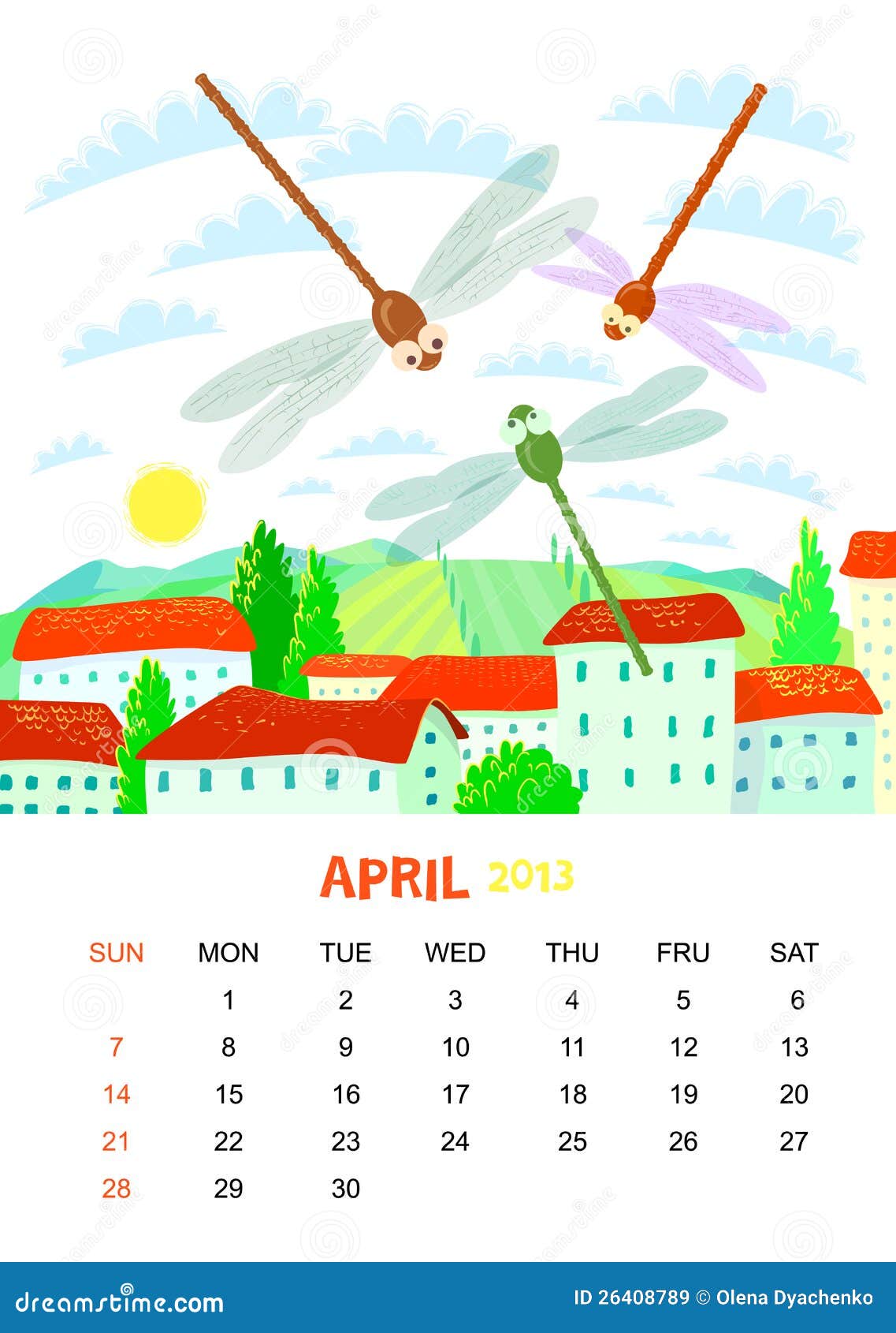 Aprile illustrazione vettoriale. Illustrazione di libellula - 26408789