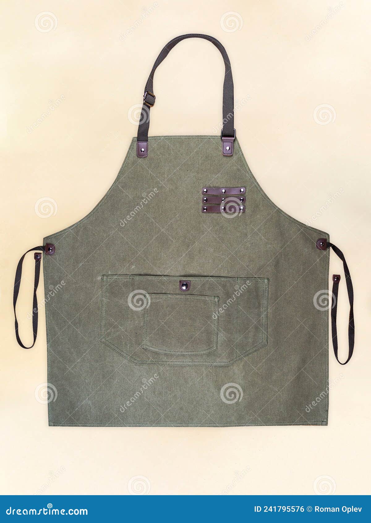 Apron with Fabric Texture and Leather Elements on a Light Background ...