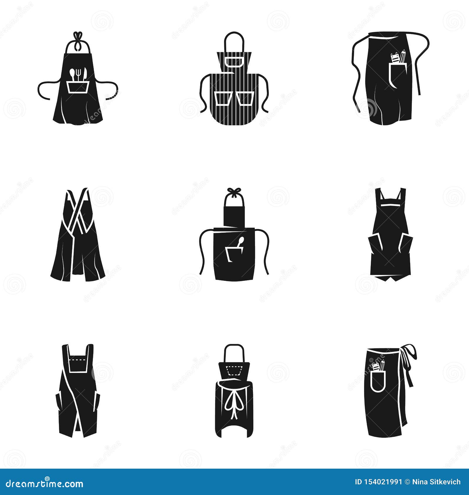 Apron Icon Set, Simple Style Stock Vector - Illustration of cafe ...