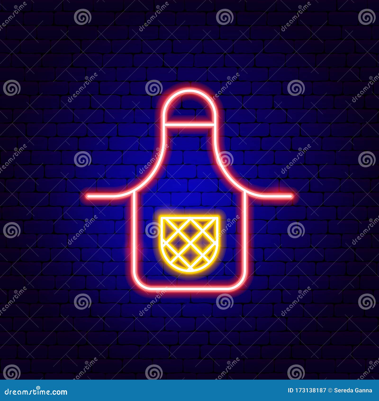 Apron Neon Sign stock vector. Illustration of baker - 173138187