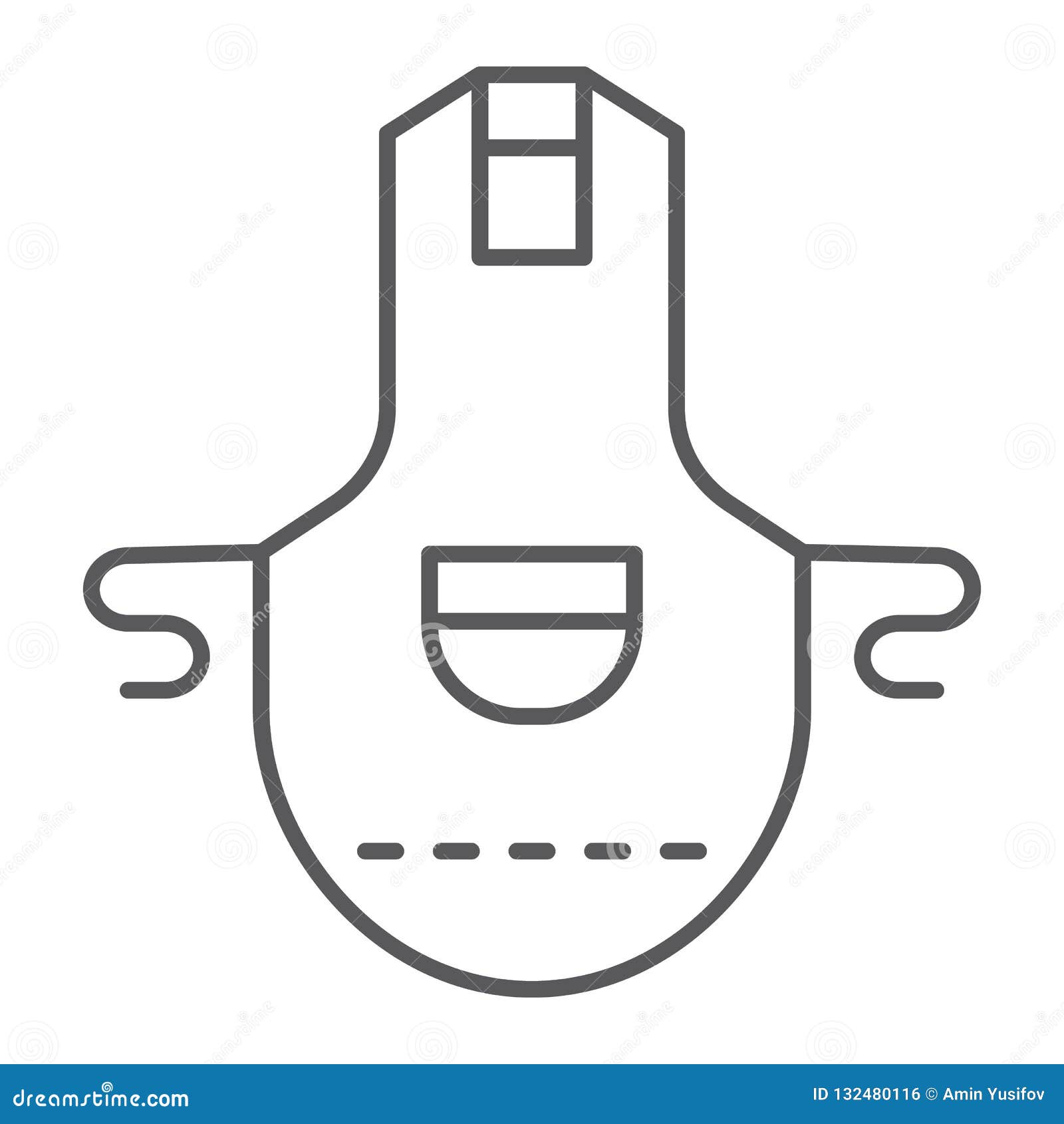 Apron Thin Line Icon, Clothing and Kitchen, Pinafore Sign, Vector ...