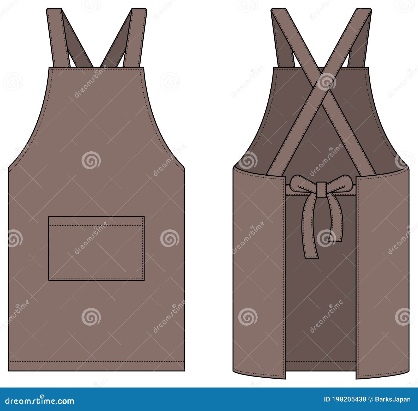 Apron Vector Template Illustration Front/back / Brown Stock Vector ...