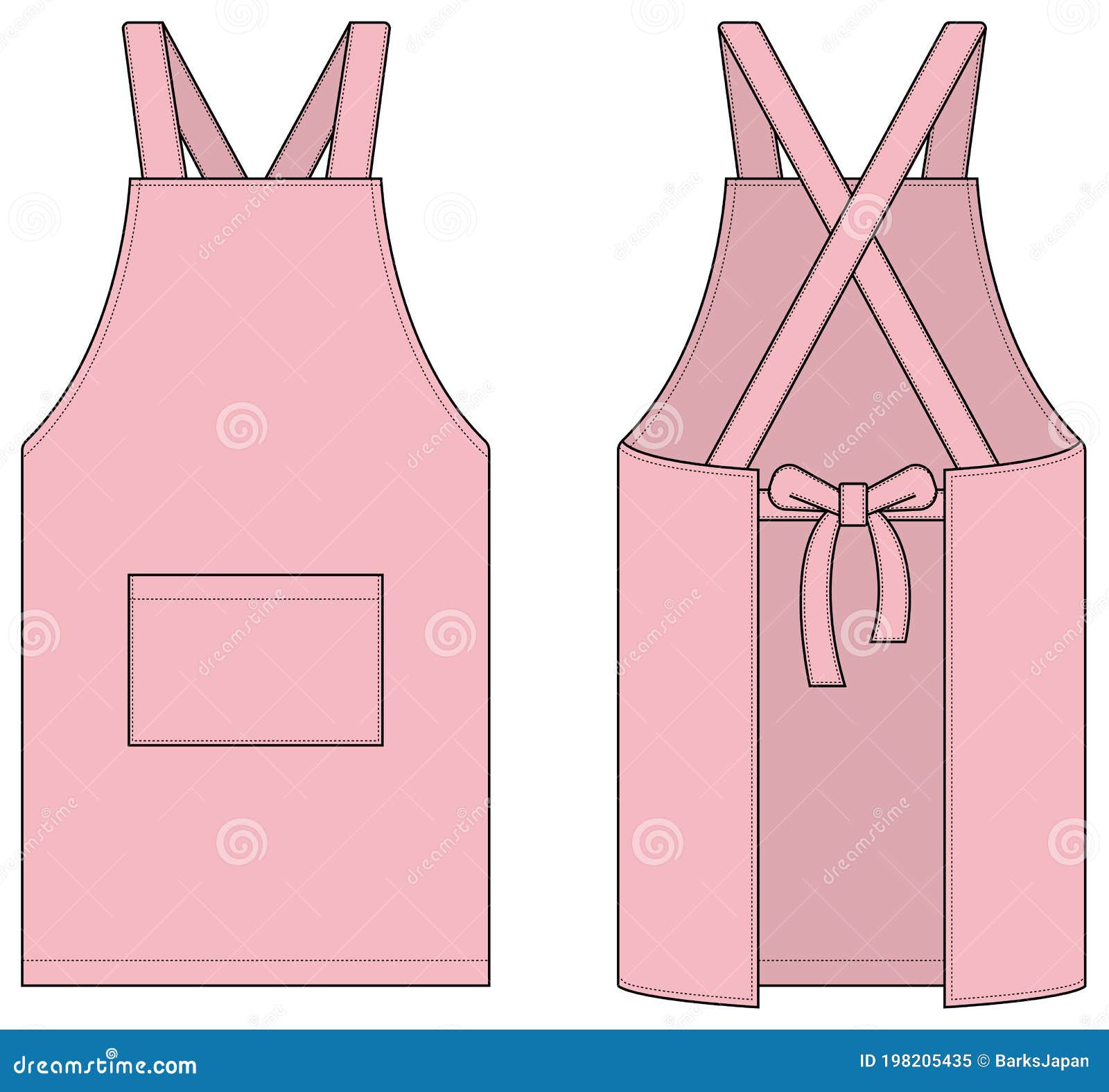 Apron Vector Template Illustration Front/back / Pink Stock Vector ...