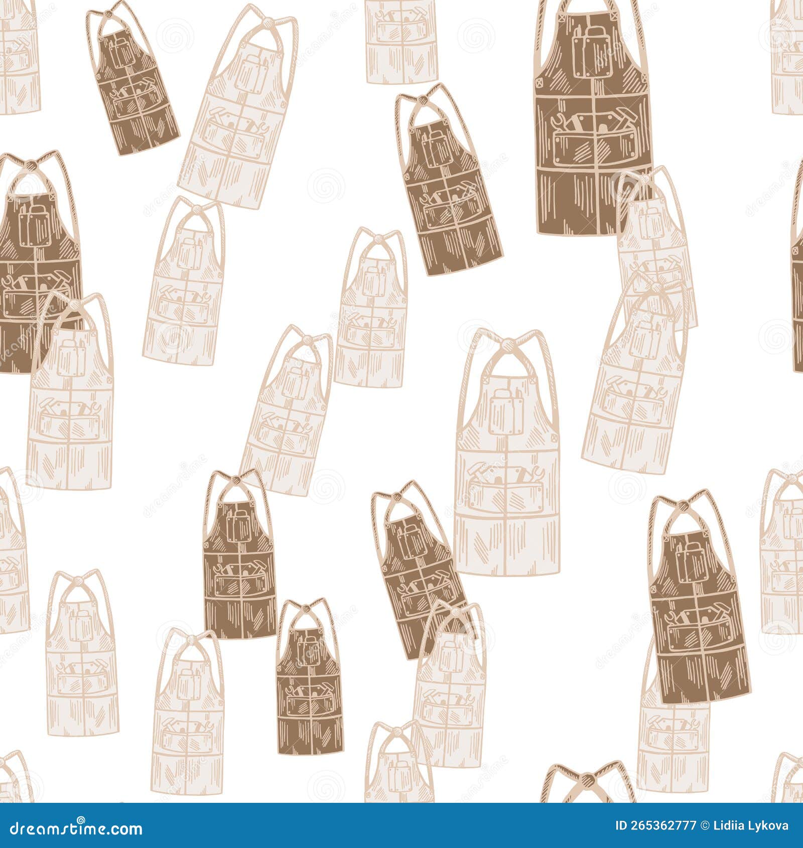 Aprons Engraved Seamless Pattern. Vintage Background for Kitchen in ...