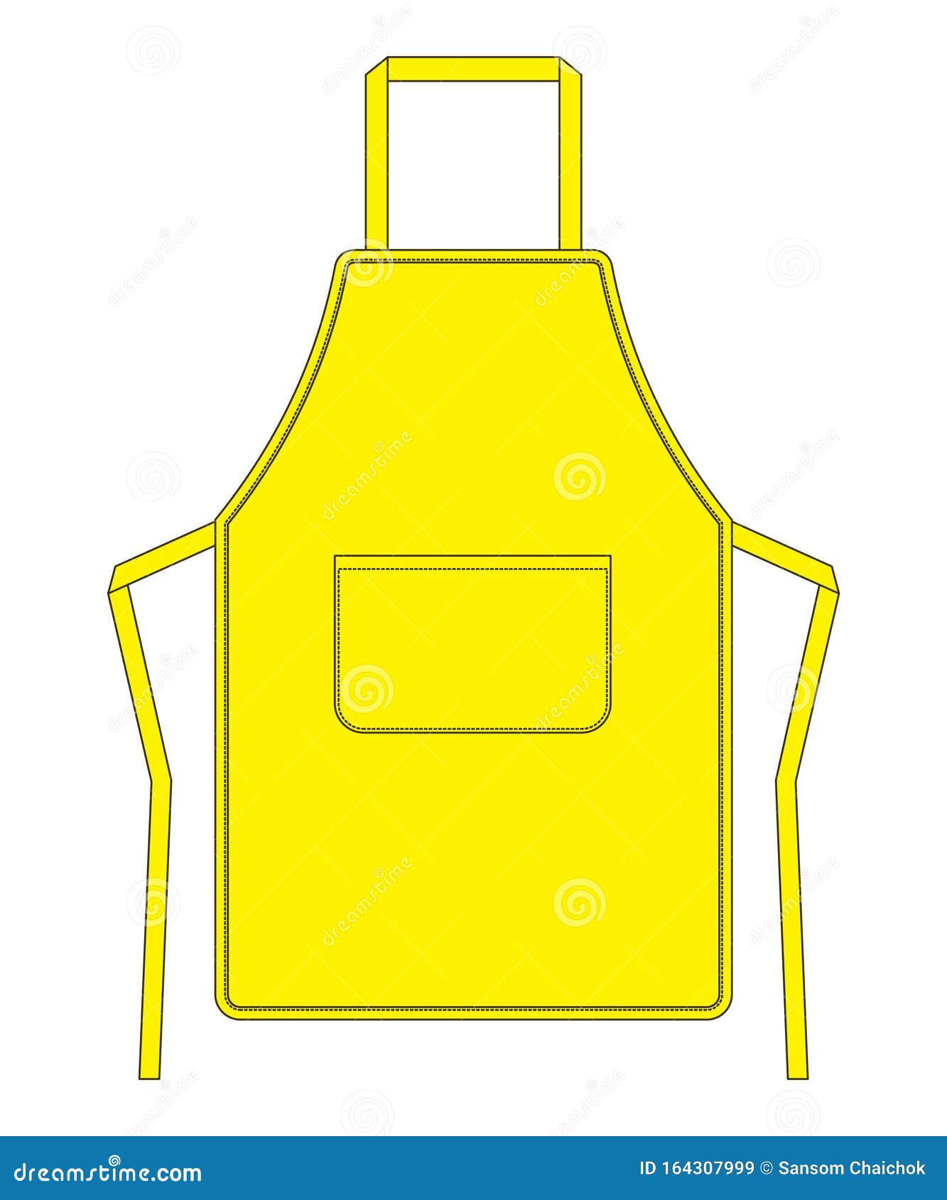 Blank Yellow Apron with Pocket for Template Stock Vector - Illustration ...