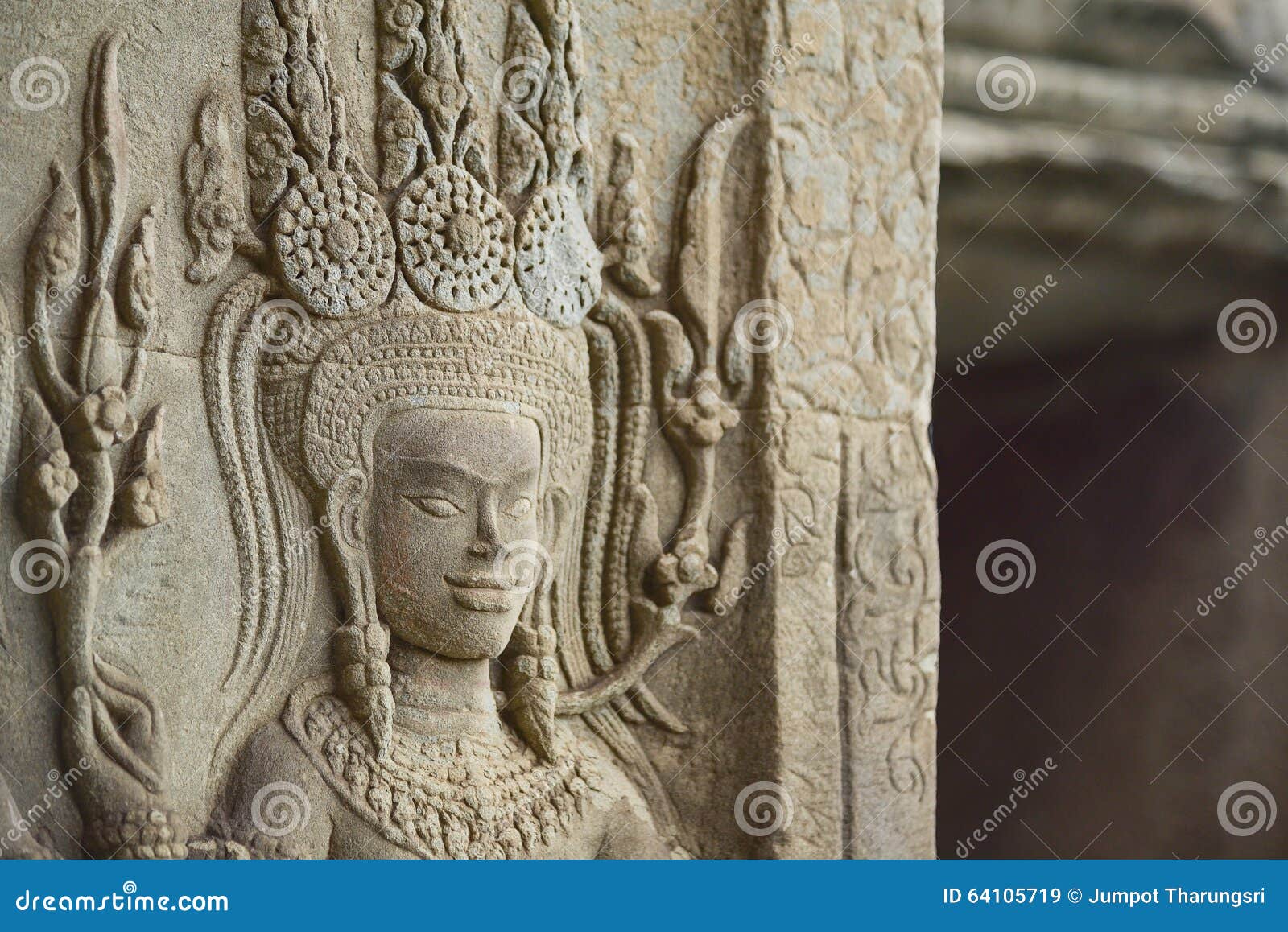 Apsara stock image. Image of landmark, sandstone, cambodia - 64105719