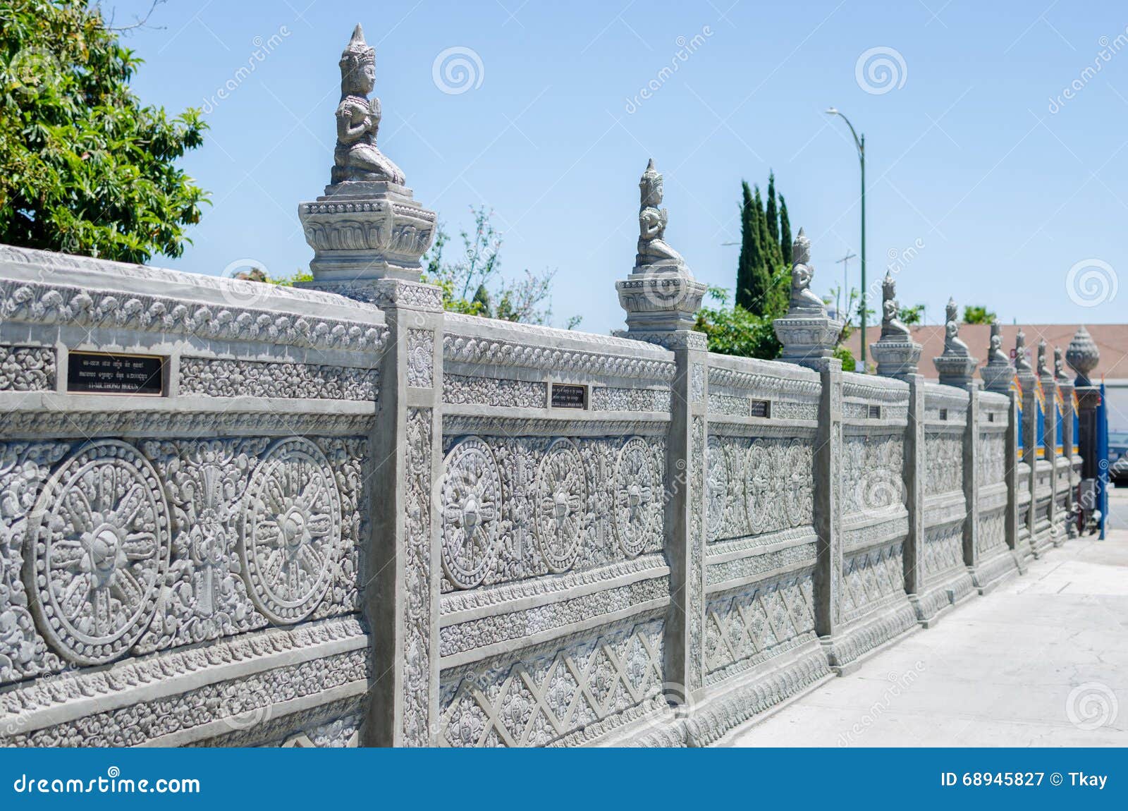 Apsara and Buddhist Temple Fence Stock Image - Image of colorful ...