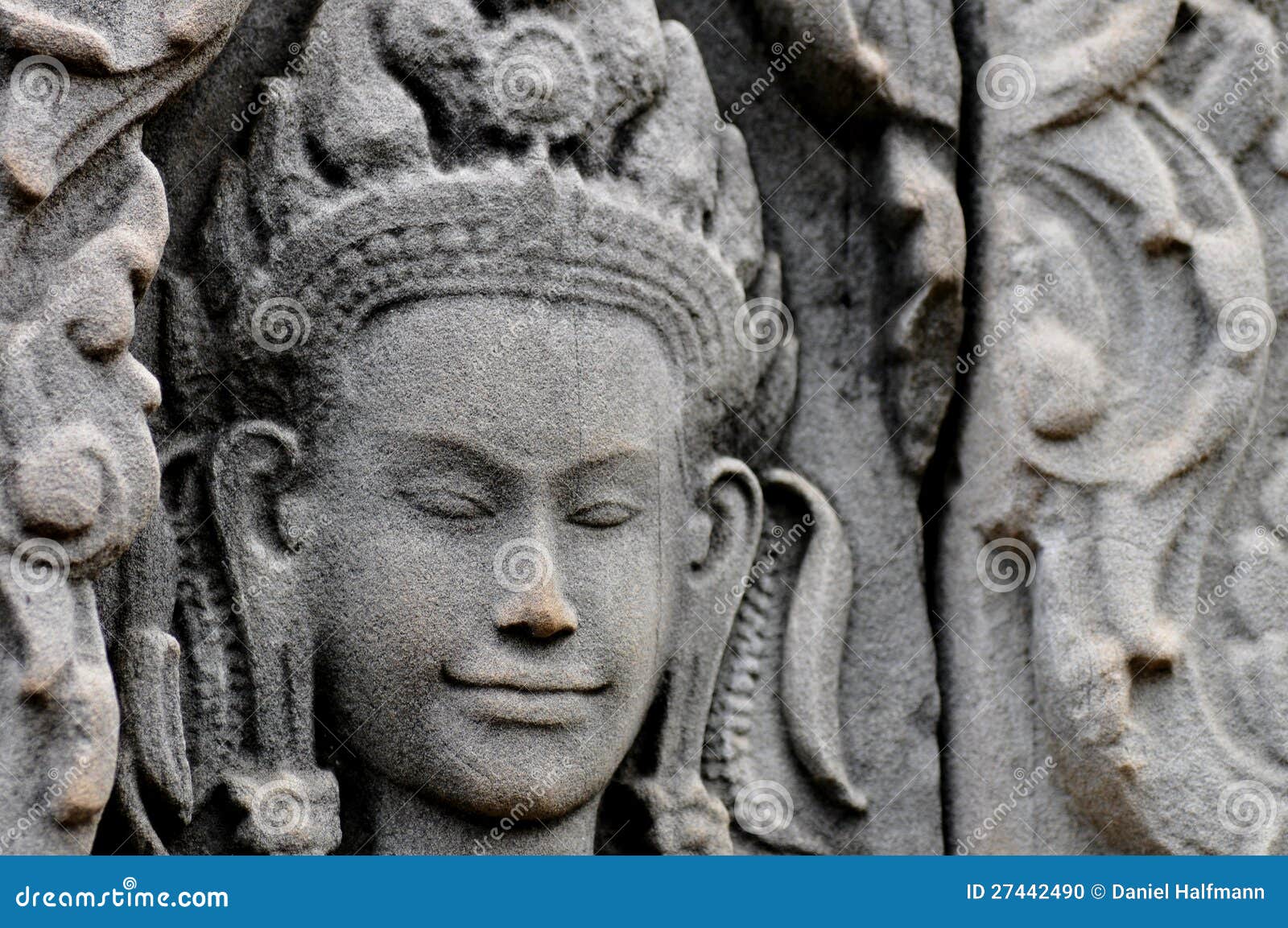 Apsara Carving in Angkor Wat Stock Photo - Image of wall ...