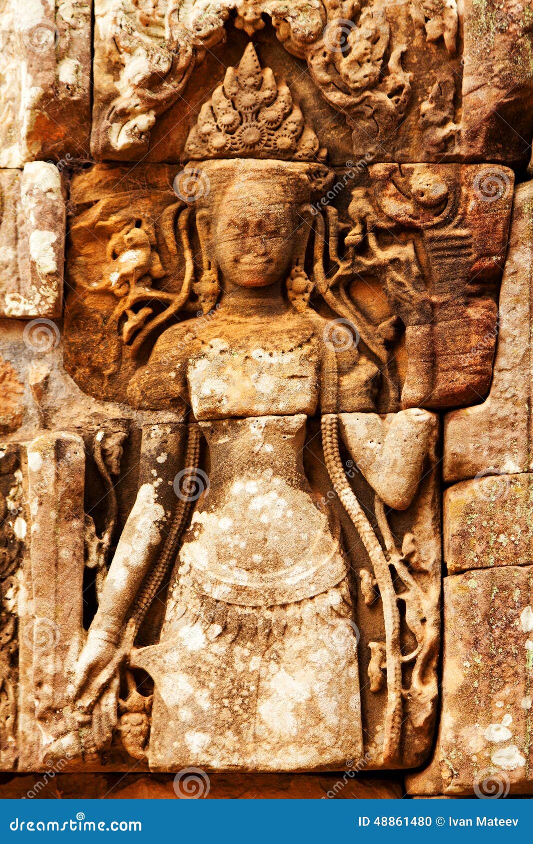 Apsara carving, Angkor wat stock photo. Image of cambodian - 48861480
