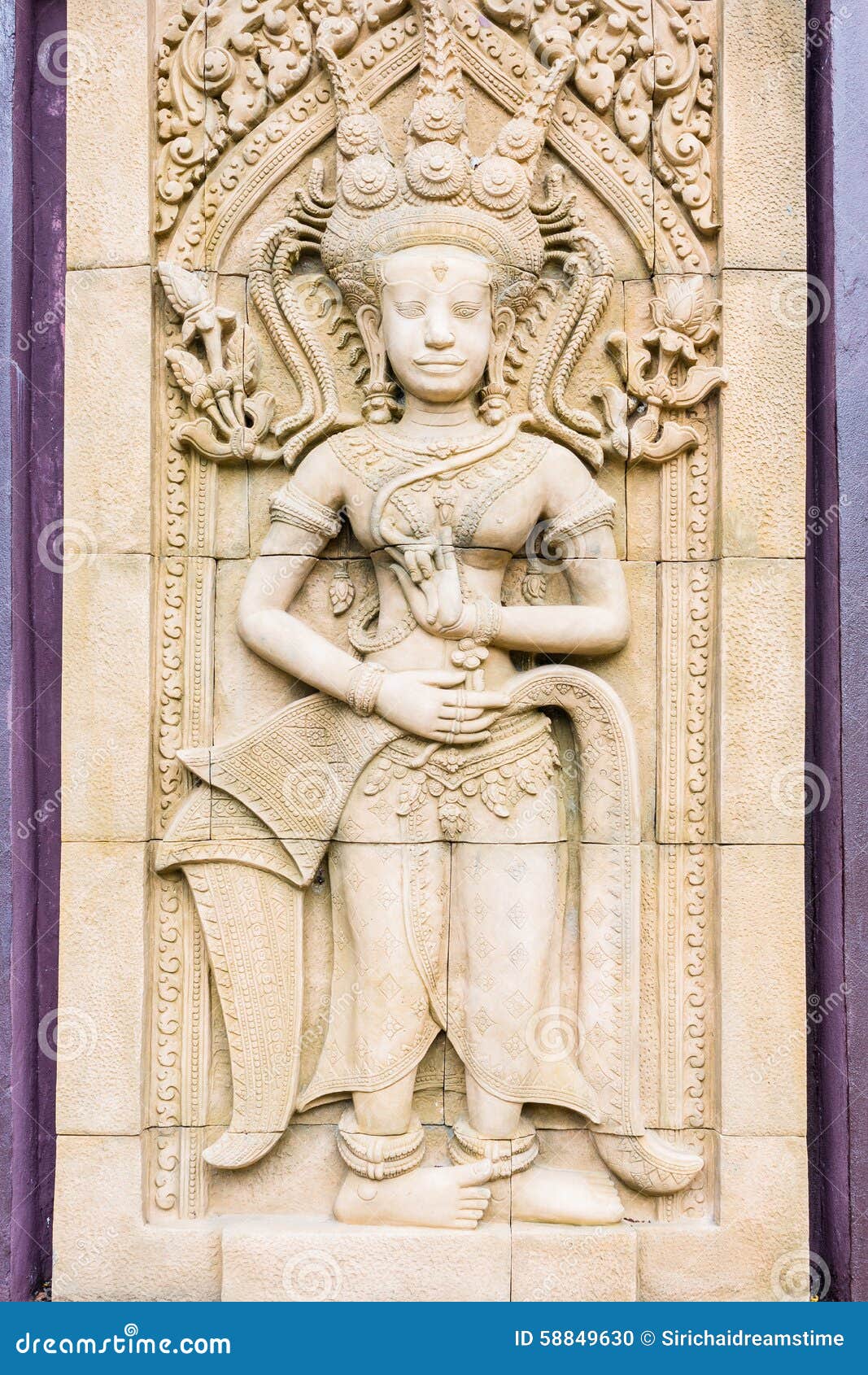 Apsara Carvings Statue on the Wall ,Cambodian Art Stock Photo - Image ...