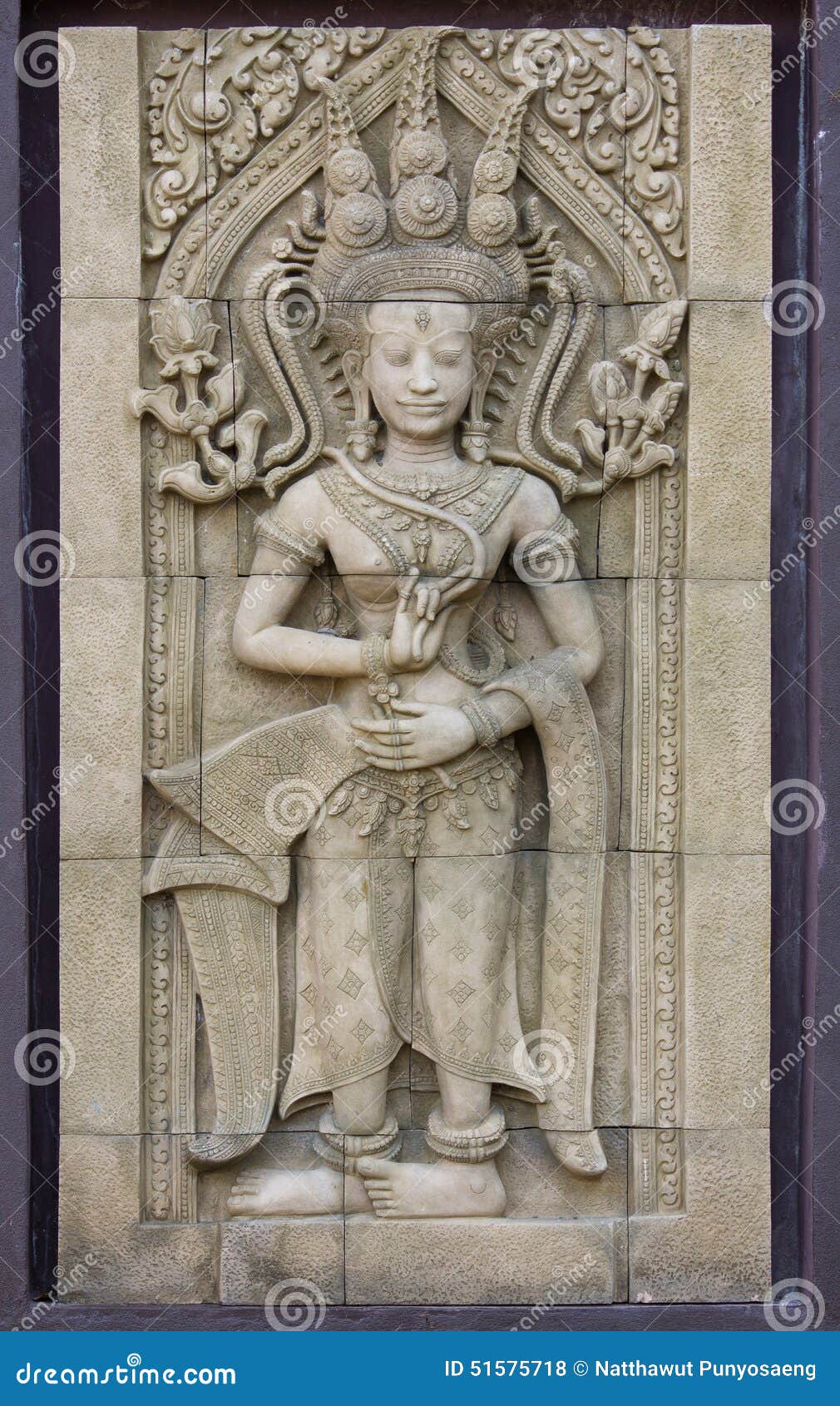 Apsara Dancers Statue Stone Carving Stock Photo - Image of apsara ...