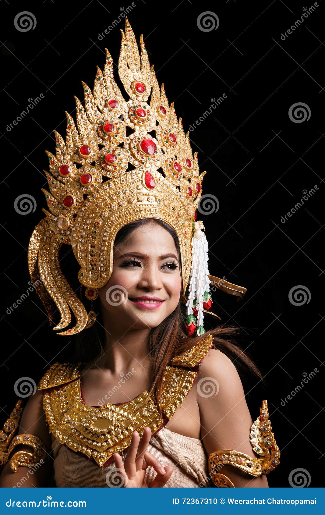 An Apsara Dancing Carved On The Sandstone Wall Background. Apsara Is A ...