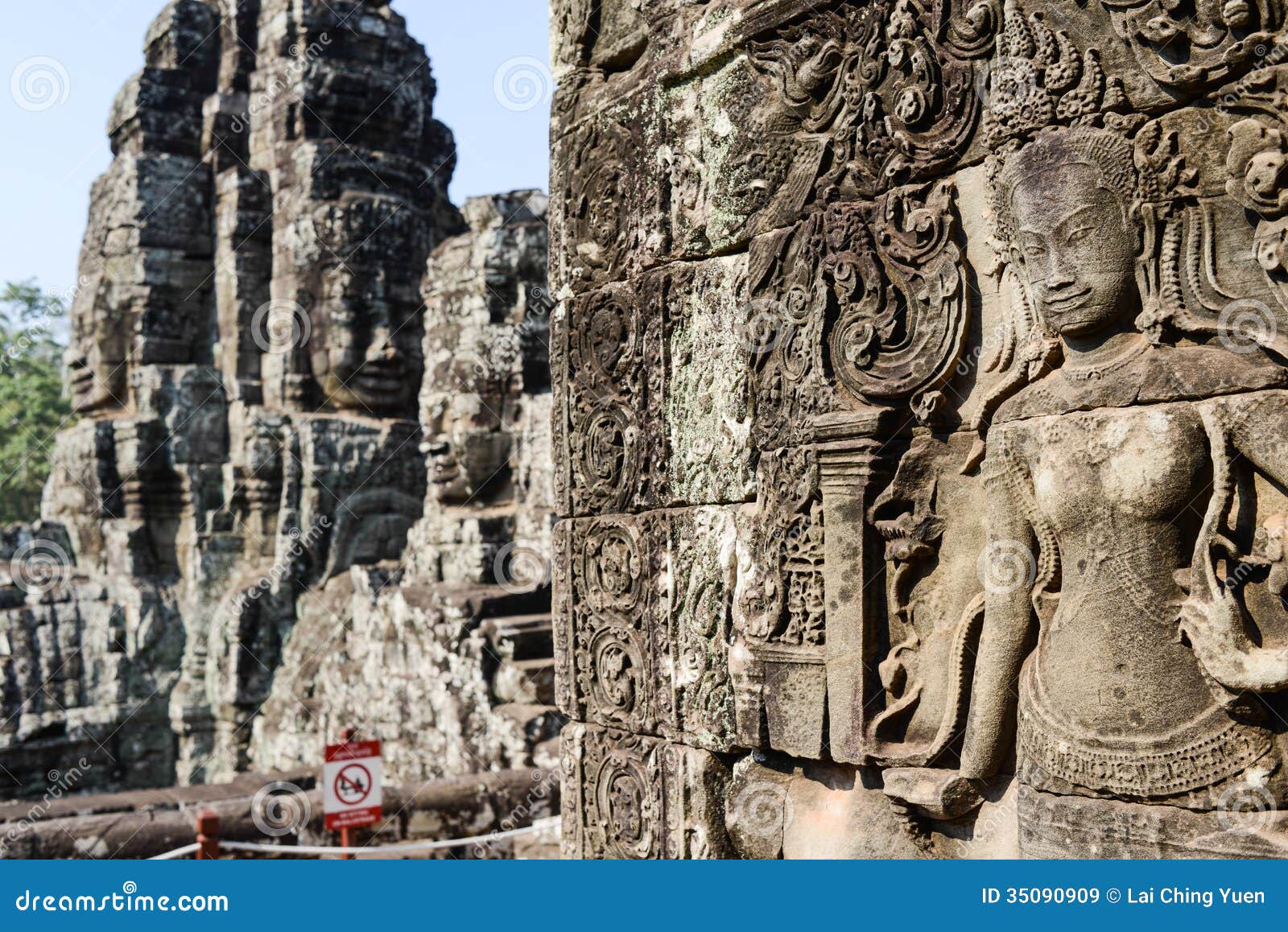 Apsara Relief Status in the Angkor Thom Temple Stock Image - Image of ...