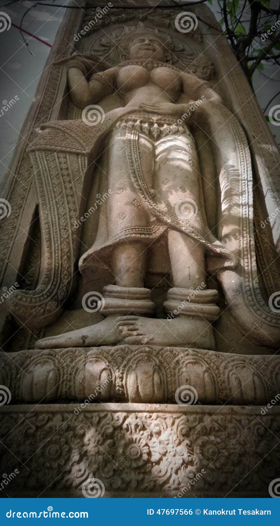 Apsara Sculpture in the Garden Stock Photo - Image of apsara, design ...
