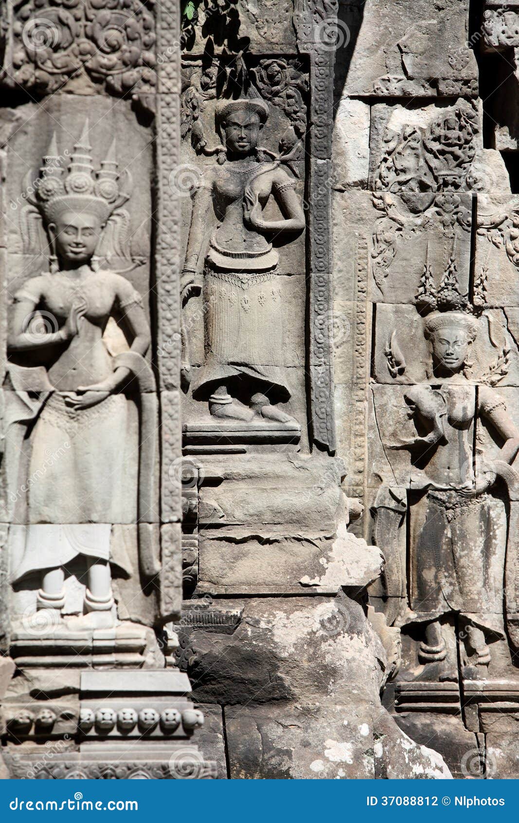 Apsara at Ta Prohm Temple, Cambodia Stock Photo - Image of column ...