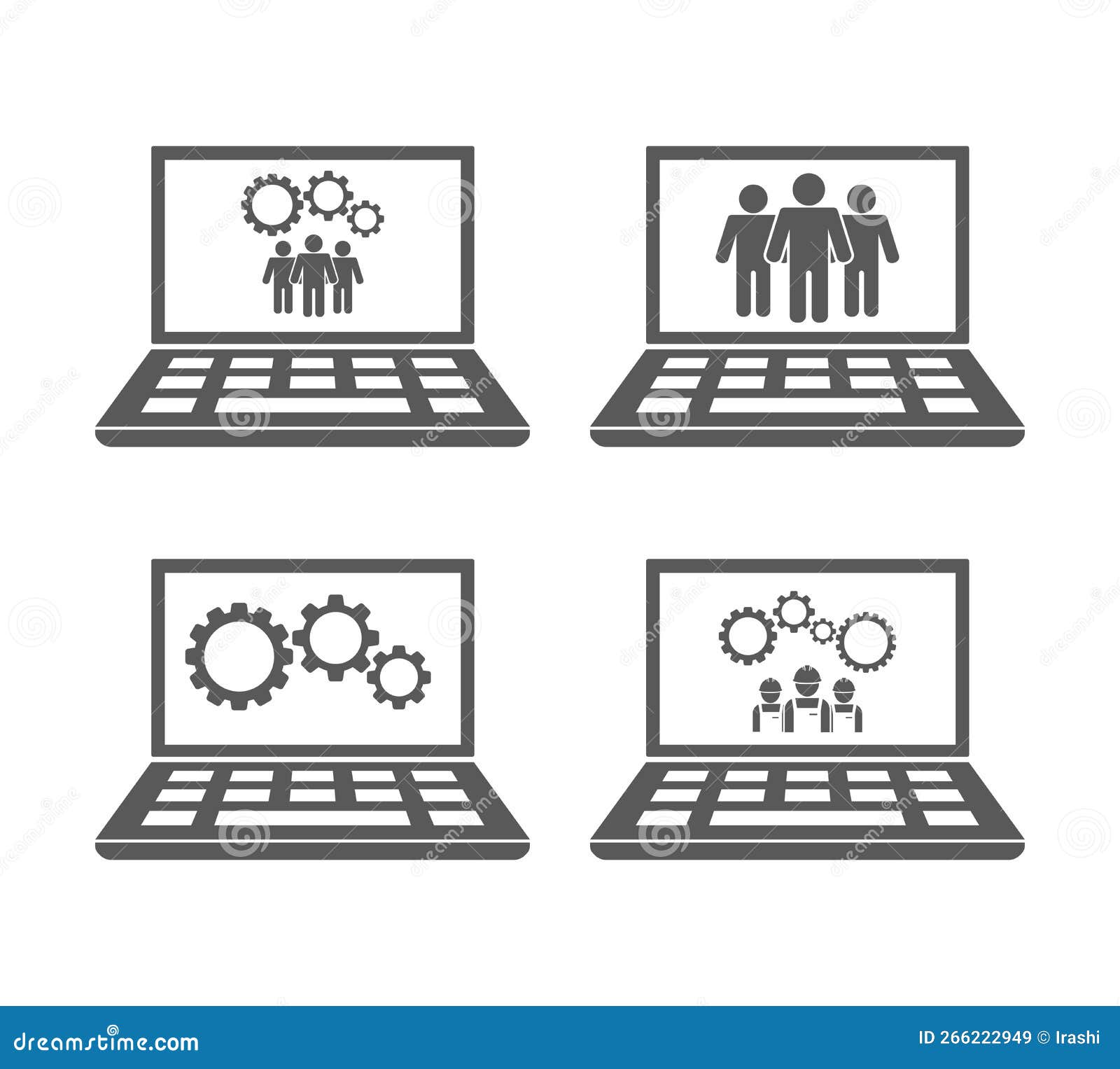Aptop Computer with Workers Teamwork Stock Vector - Illustration of ...