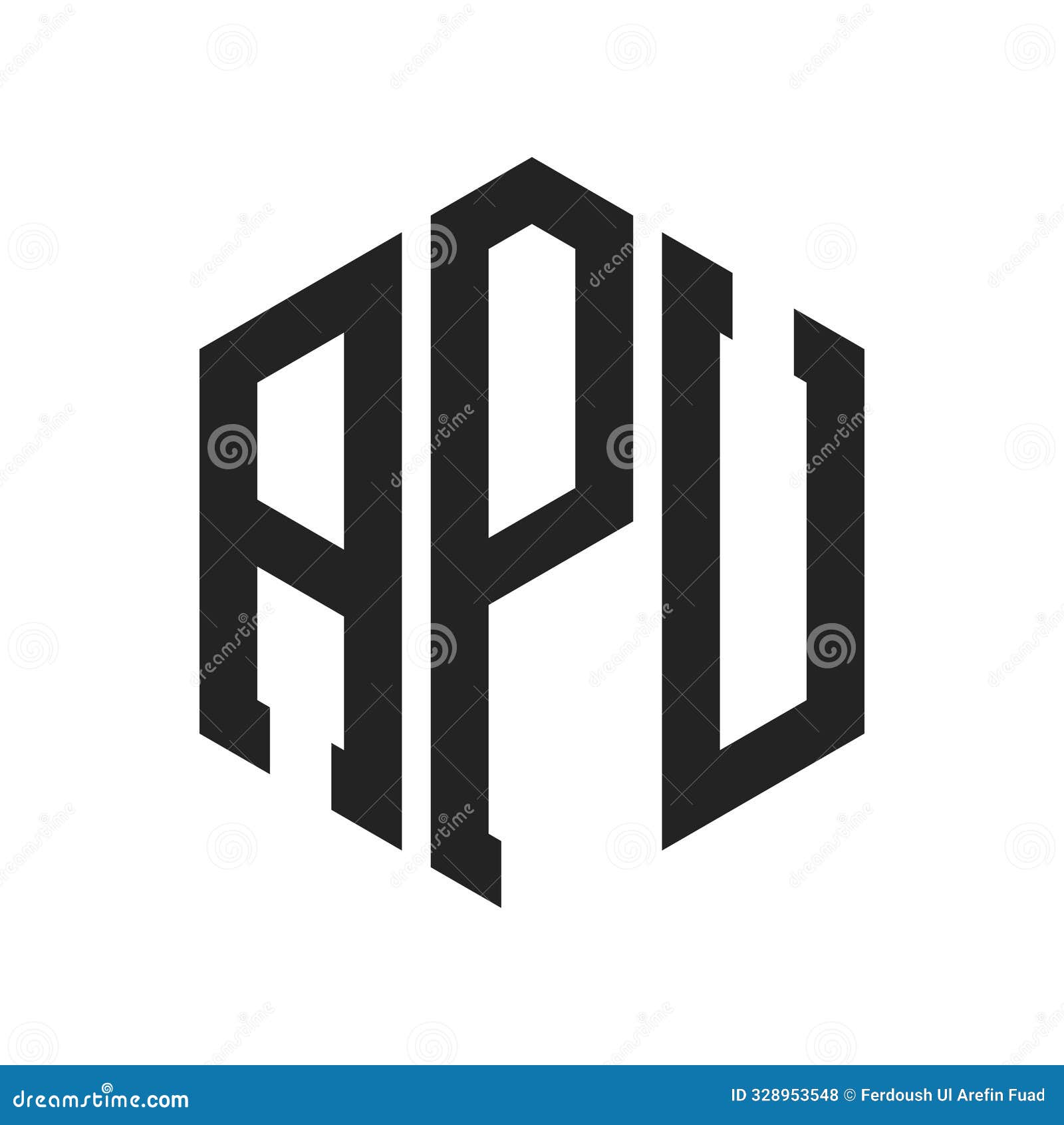 APU Logo Design. Initial Letter APU Monogram Logo Using Hexagon Shape ...
