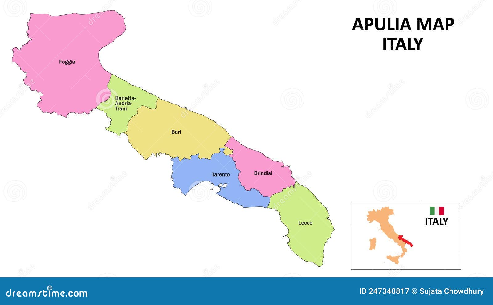 Apulia Map. District Map of Apulia in District Map of Apulia in Color ...