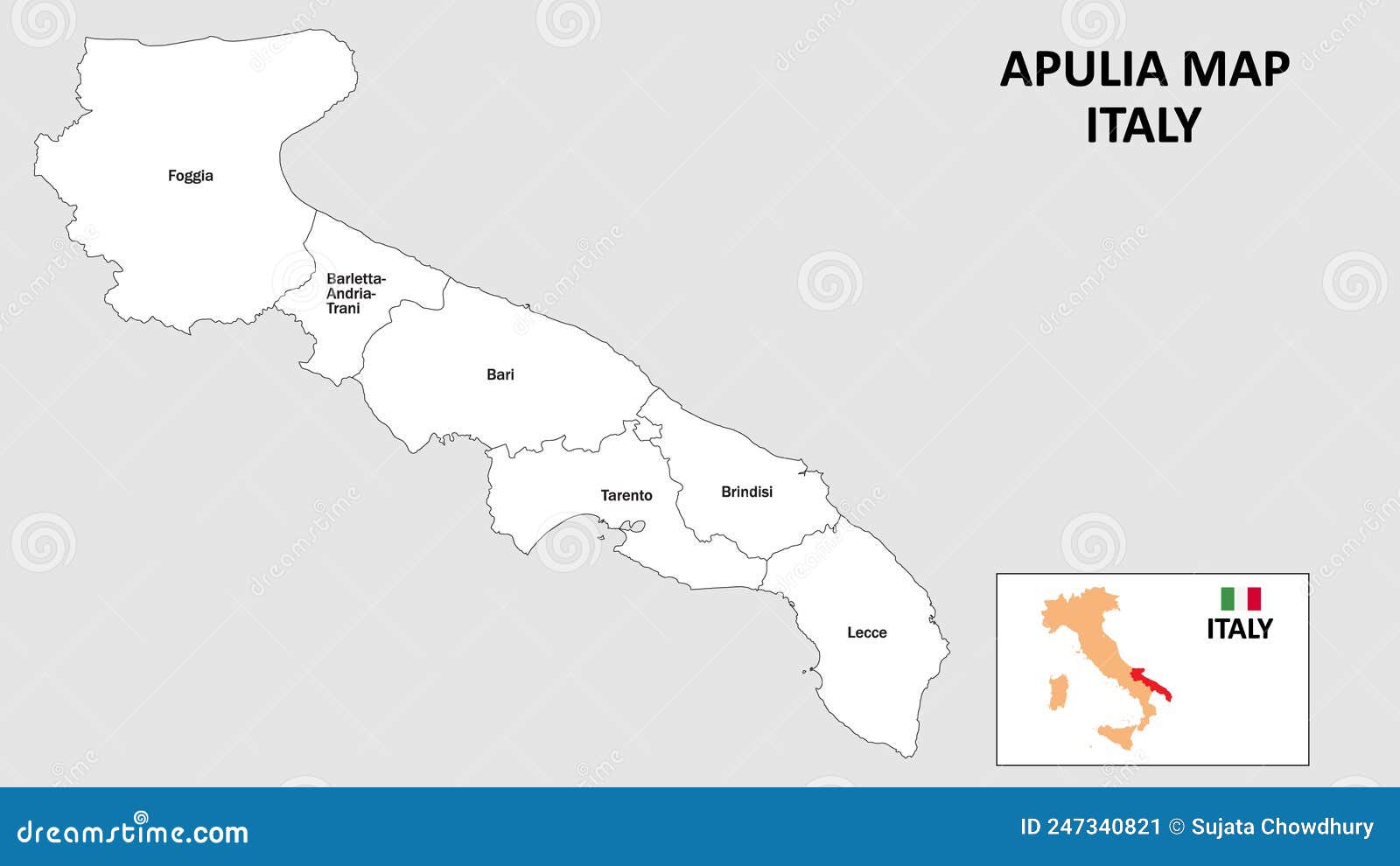 Apulia Map. State and District Map of Apulia Stock Vector ...