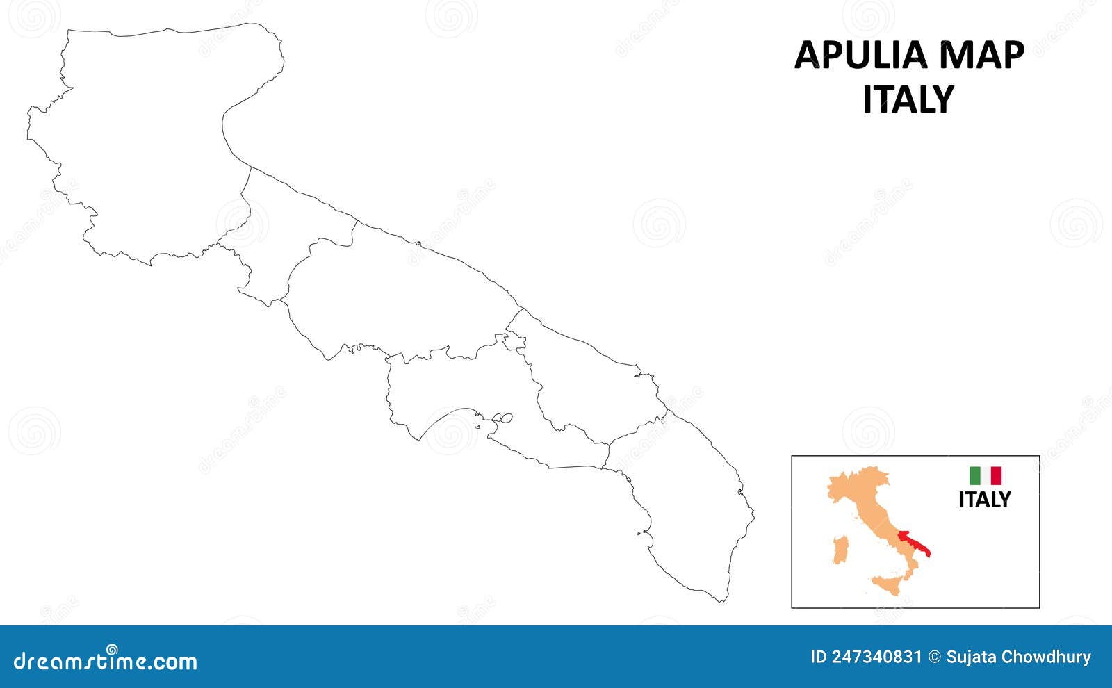 Apulia Map. State and District Map of Apulia Stock Vector ...