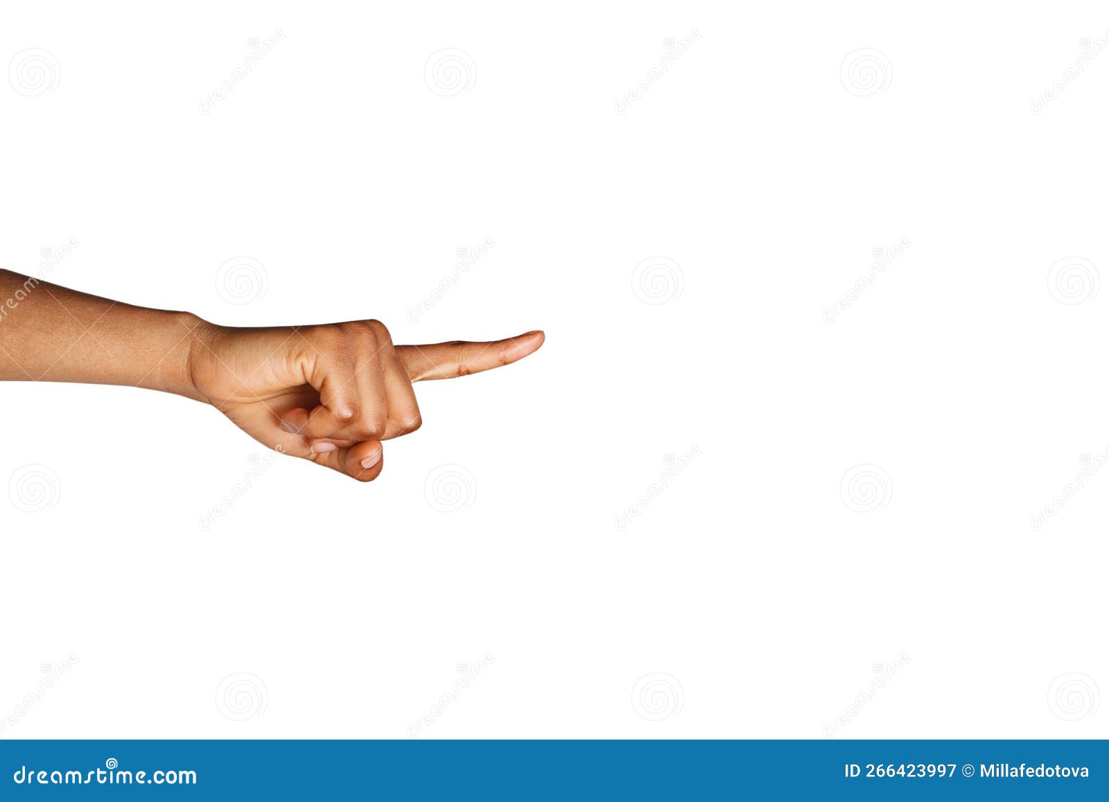 Apuntando Mano Hembra Aislada En Fondo Blanco Imagen de archivo ...