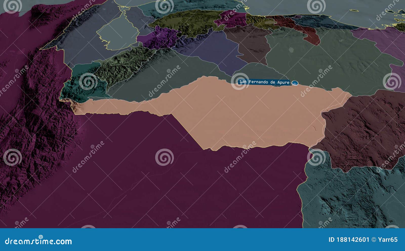 Apure, Venezuela - Highlighted with Capital. Administrative Stock ...