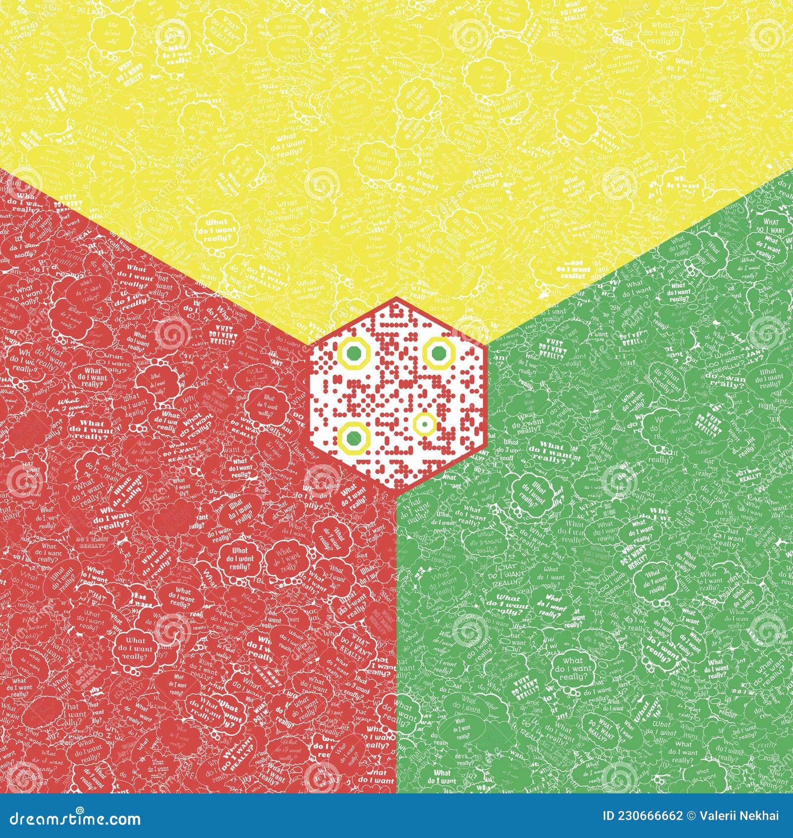 Hex Shaped QR Code in Geometric Shapes in Hues of Red Yellow Green ...