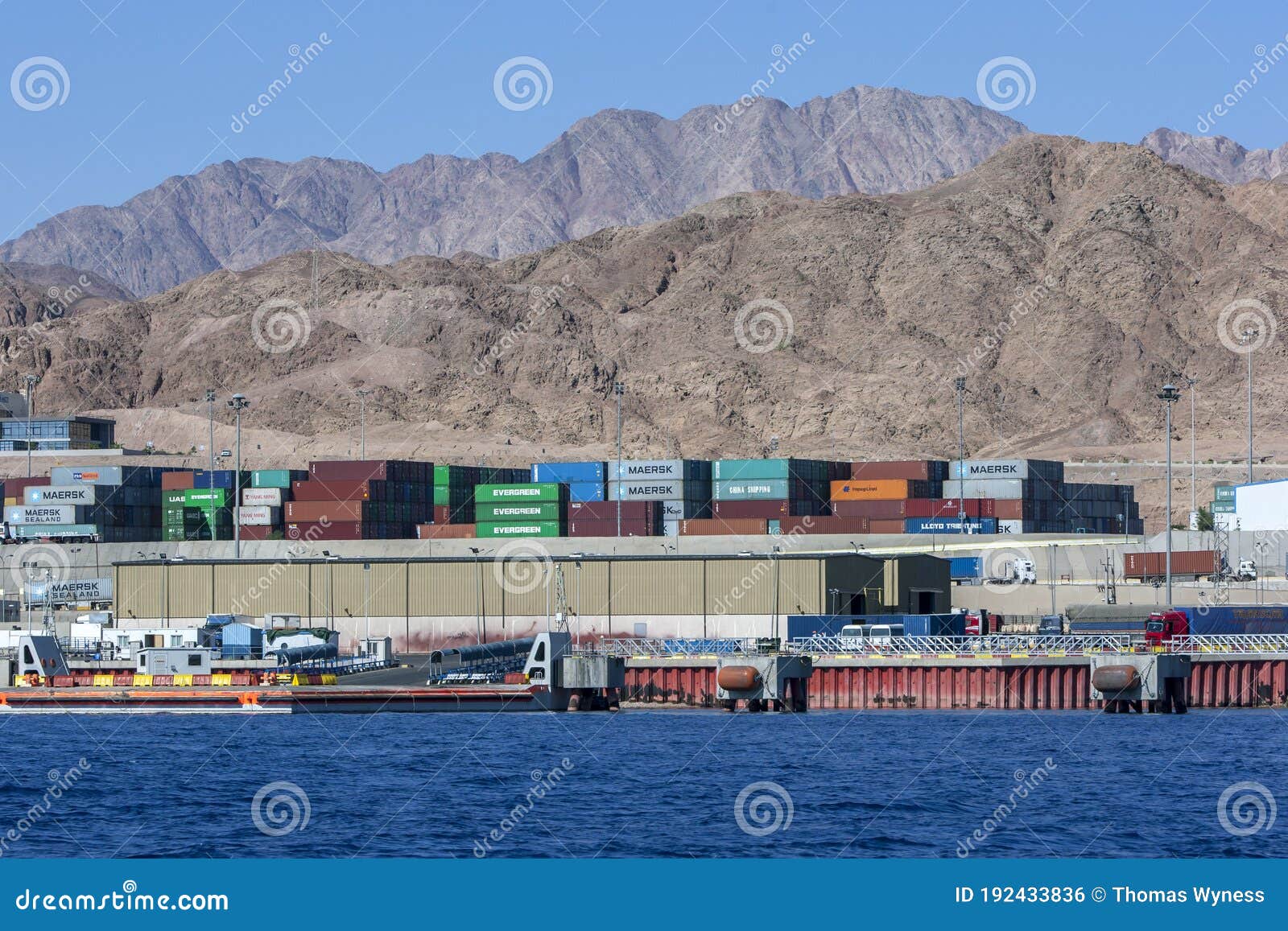 The Aqaba Container Terminal on the Gulf of Aqaba in Jordan. Editorial ...