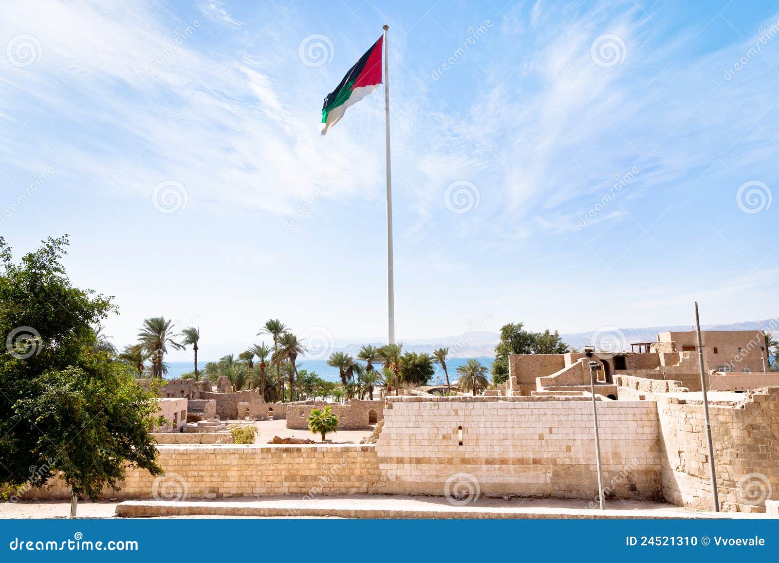 The Aqaba Flagpole Under Ruins Stock Photo - Image of monument ...