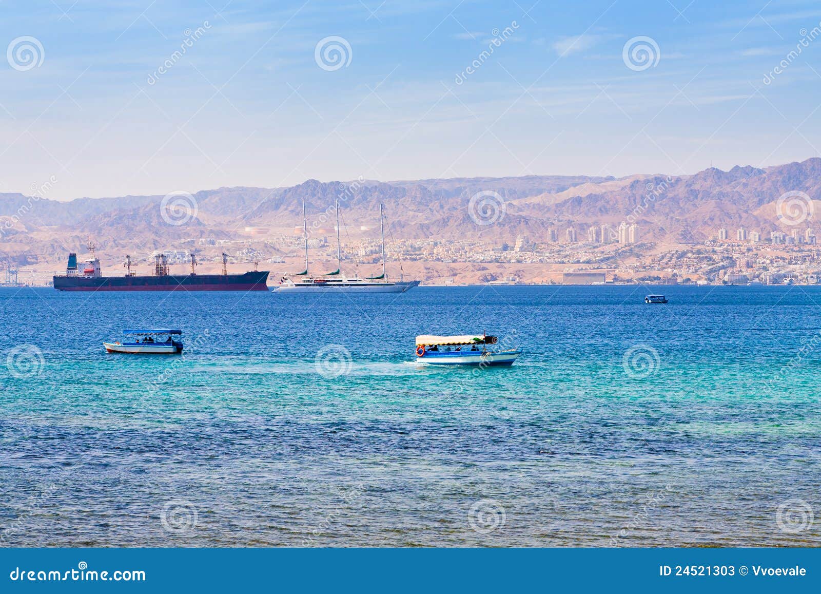 Aqaba Gulf and View on Israel Town Eilat Stock Image - Image of israel ...