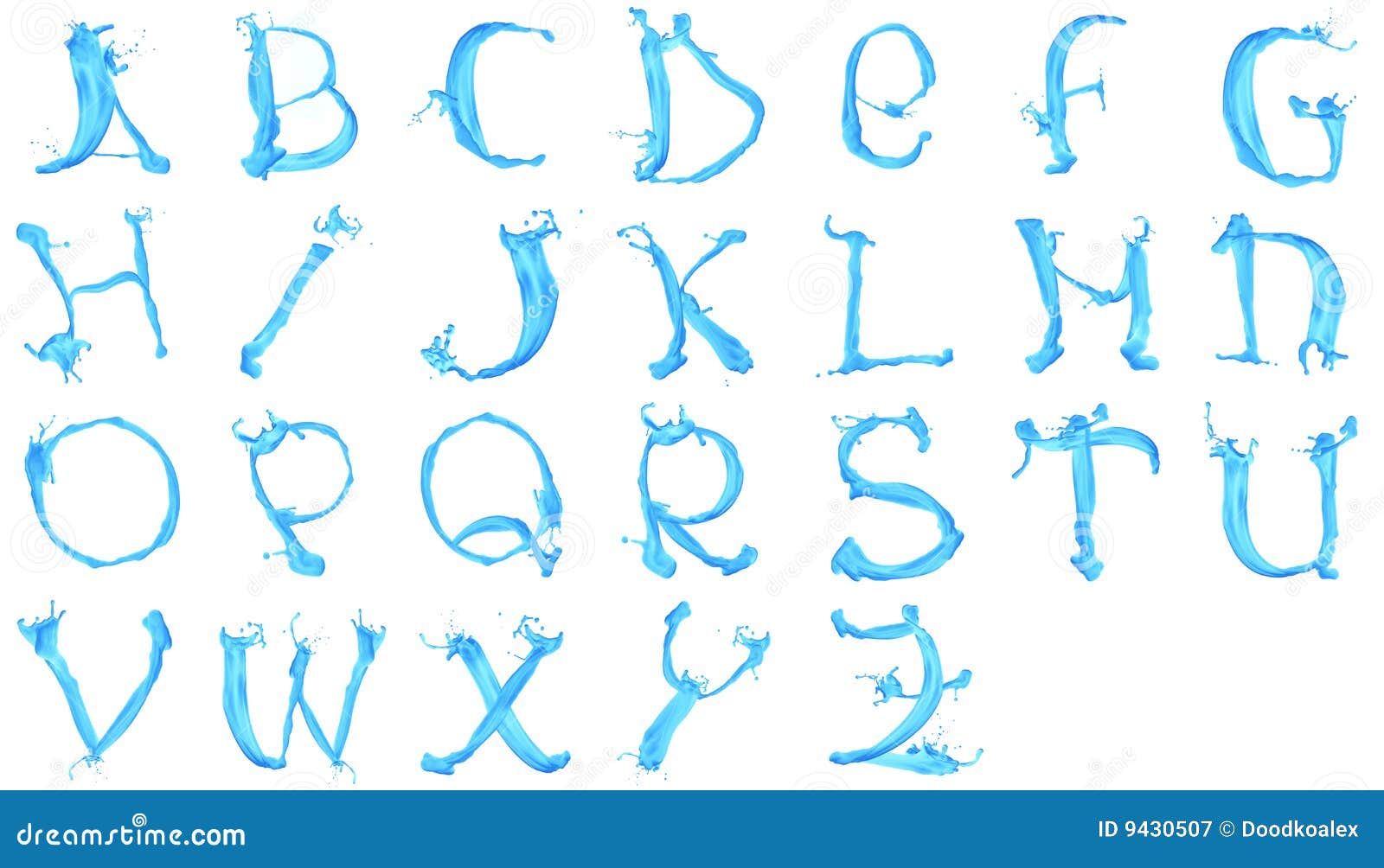 Aqua alphabet stock illustration. Illustration of milk - 9430507
