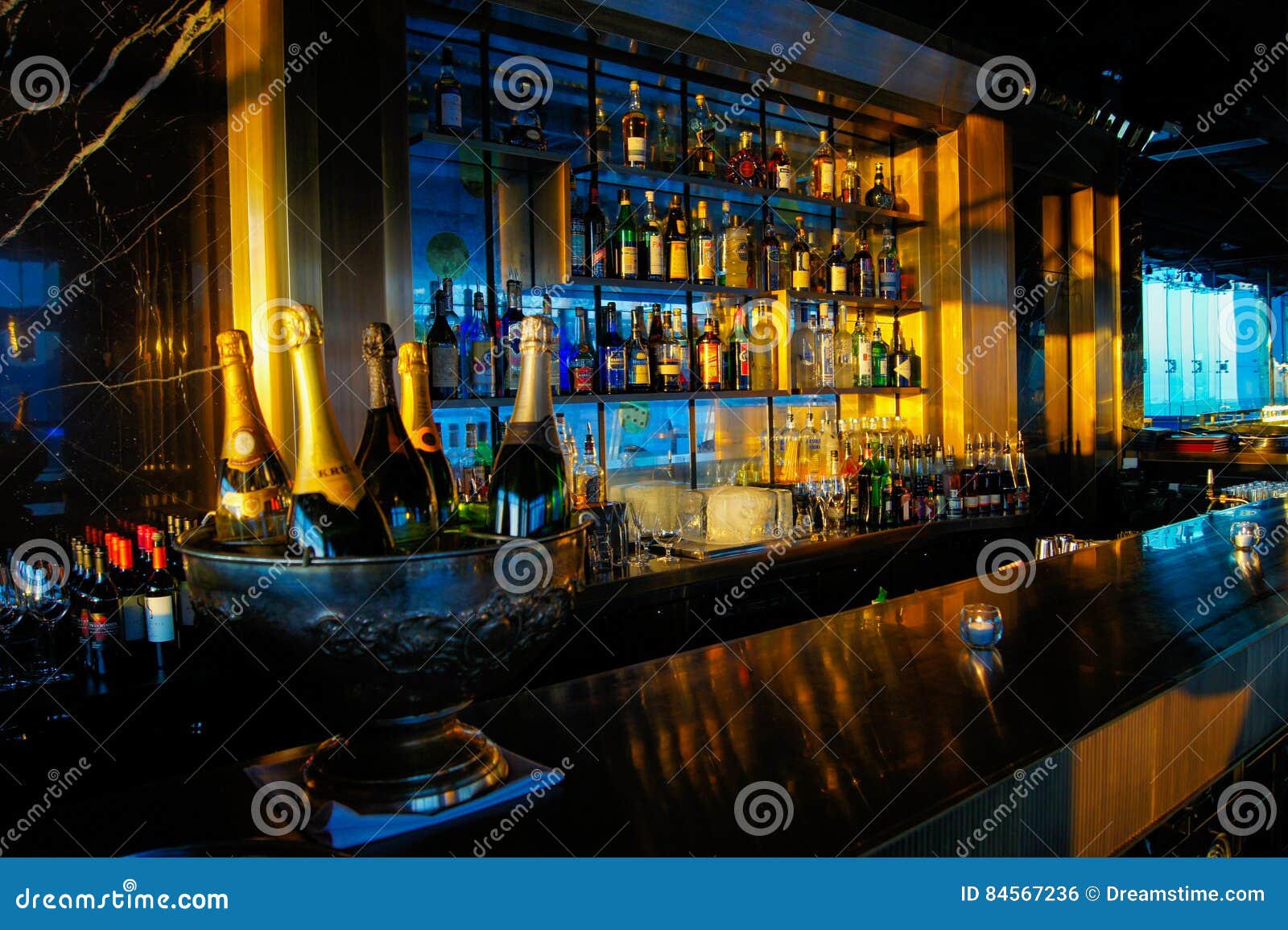 AQUA Bar under Sunset editorial photo. Image of architecture - 84567236