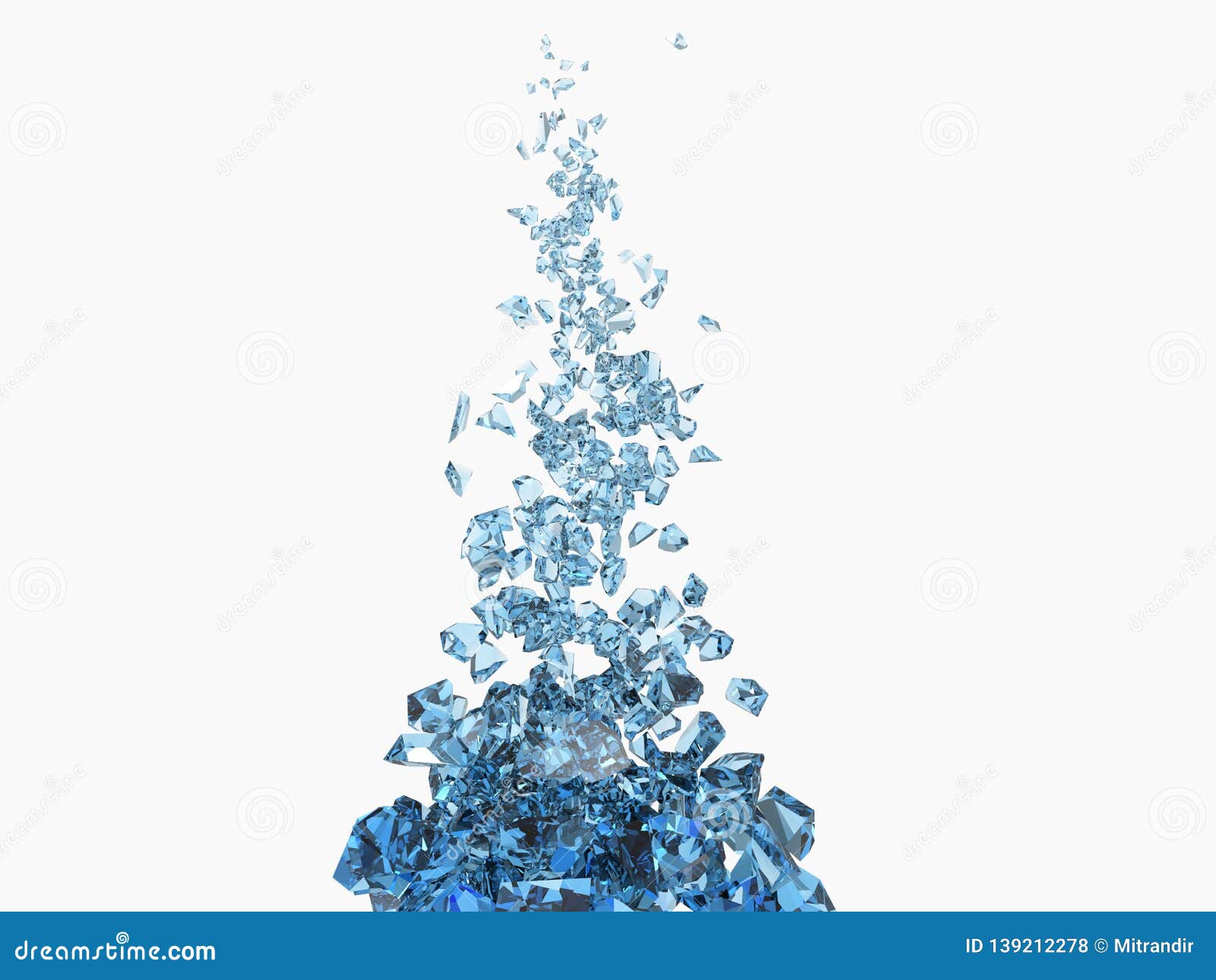 Aqua Blue Shattering Pieces of Glass Exploding Up Stock Illustration ...
