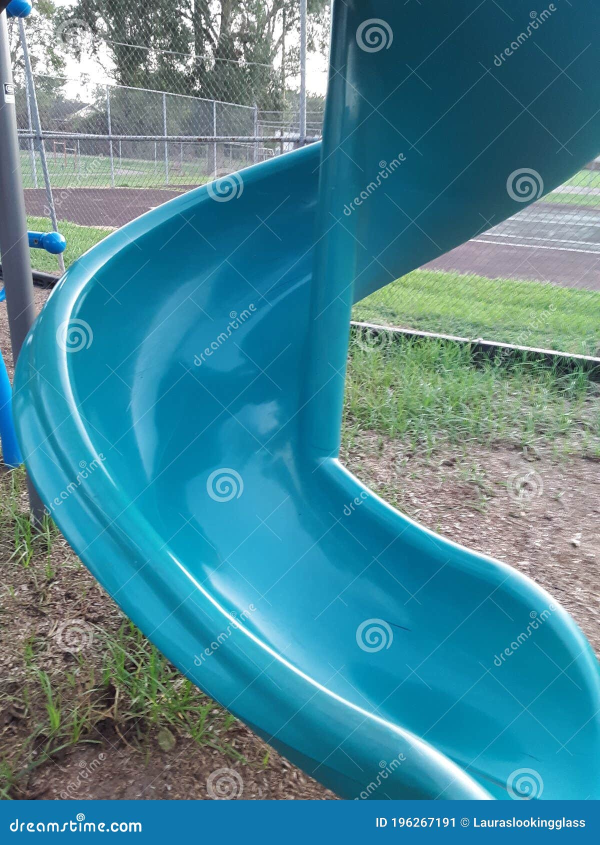 Aqua Blue Slide in Children& X27;s Park Stock Image - Image of park ...