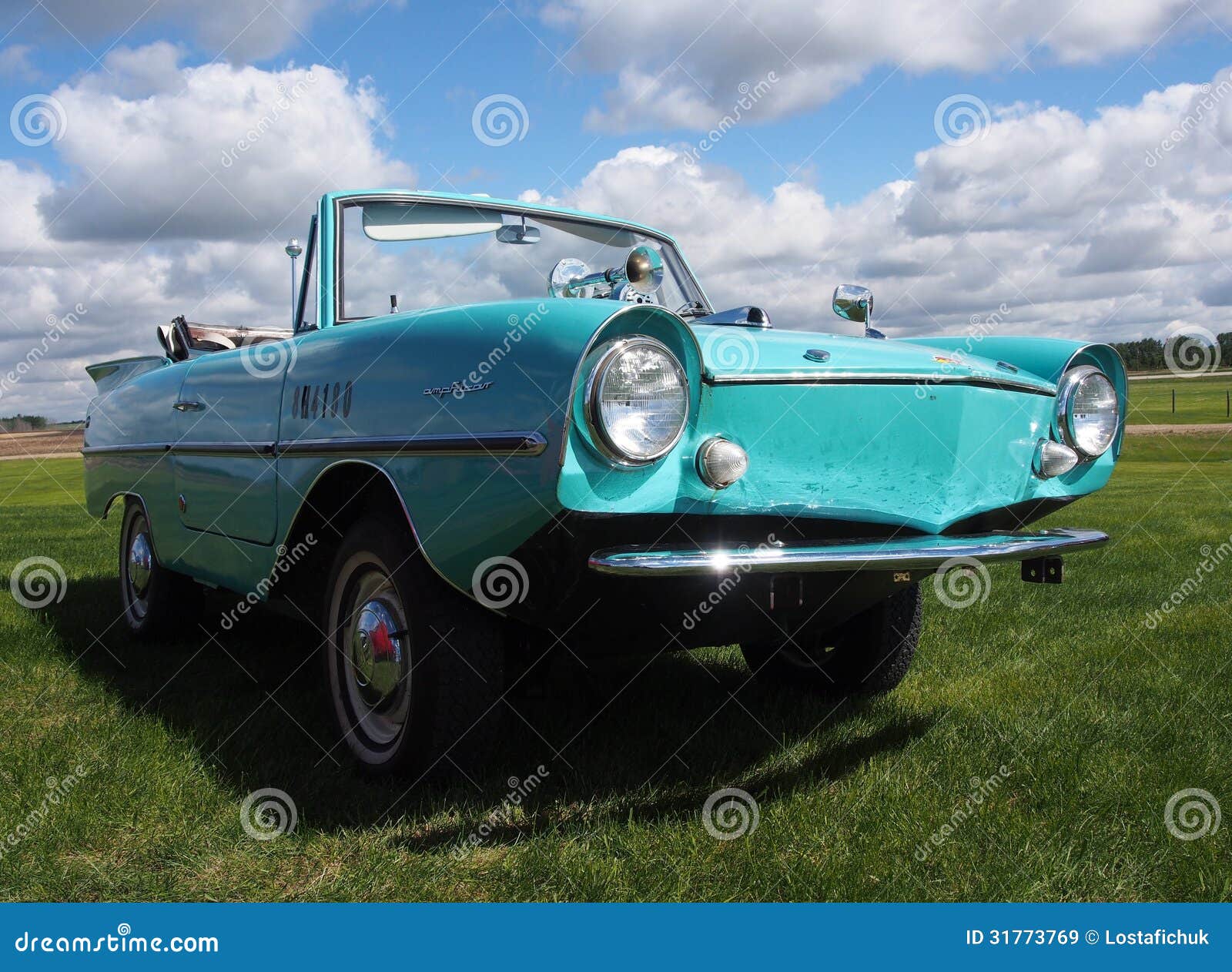 Aqua Car Parked in a Grassy Field Editorial Stock Image - Image of aqua ...