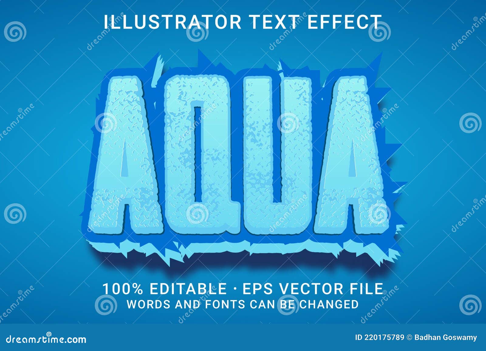 AQUA 3d -Editable Text Effect Stock Vector - Illustration of modern ...