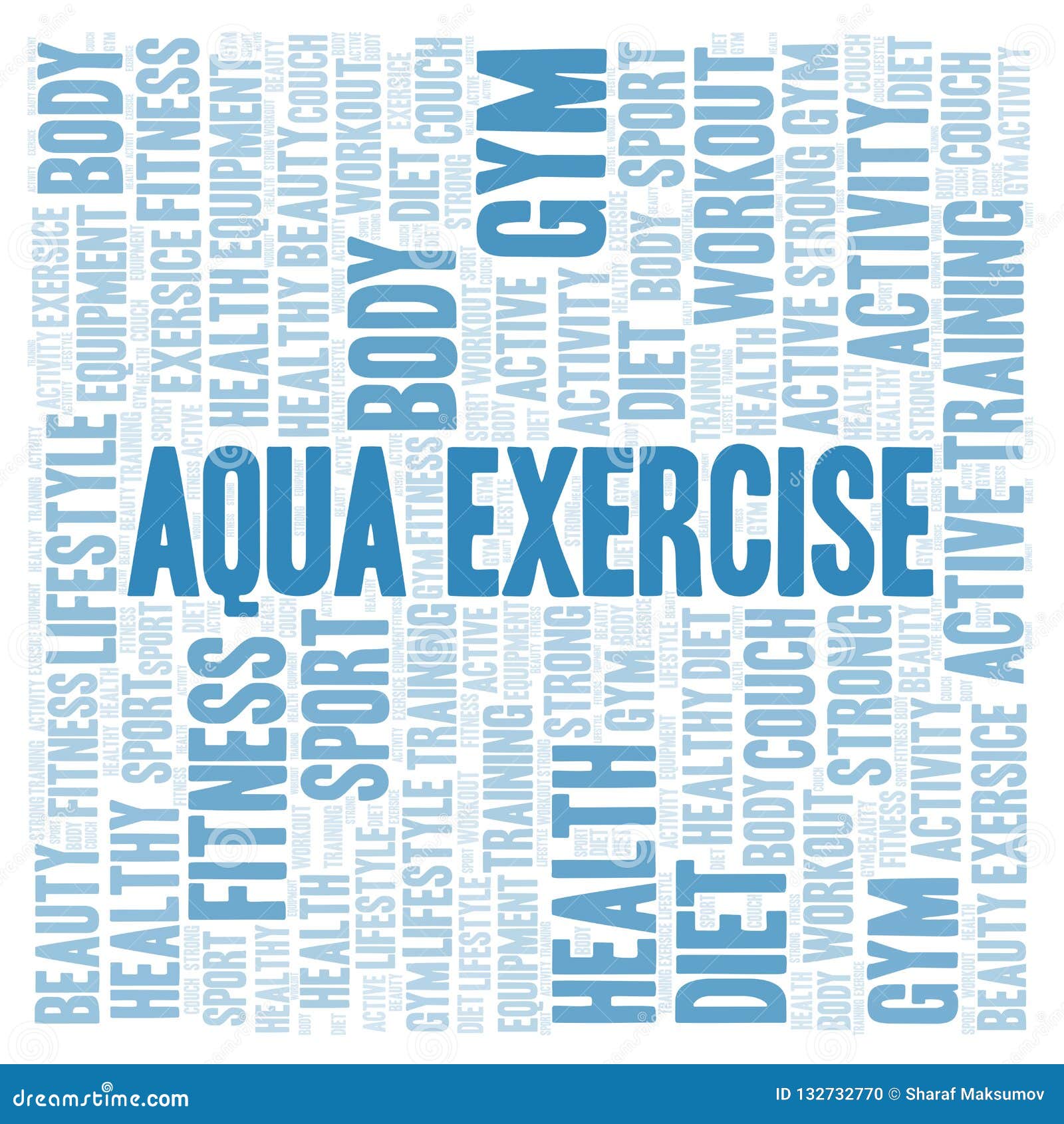 Aqua Exercise word cloud stock illustration. Illustration of bubble ...
