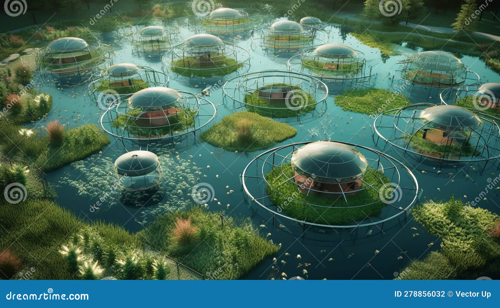Aqua Farms Supporting the Ecological System. Generative AI Stock ...
