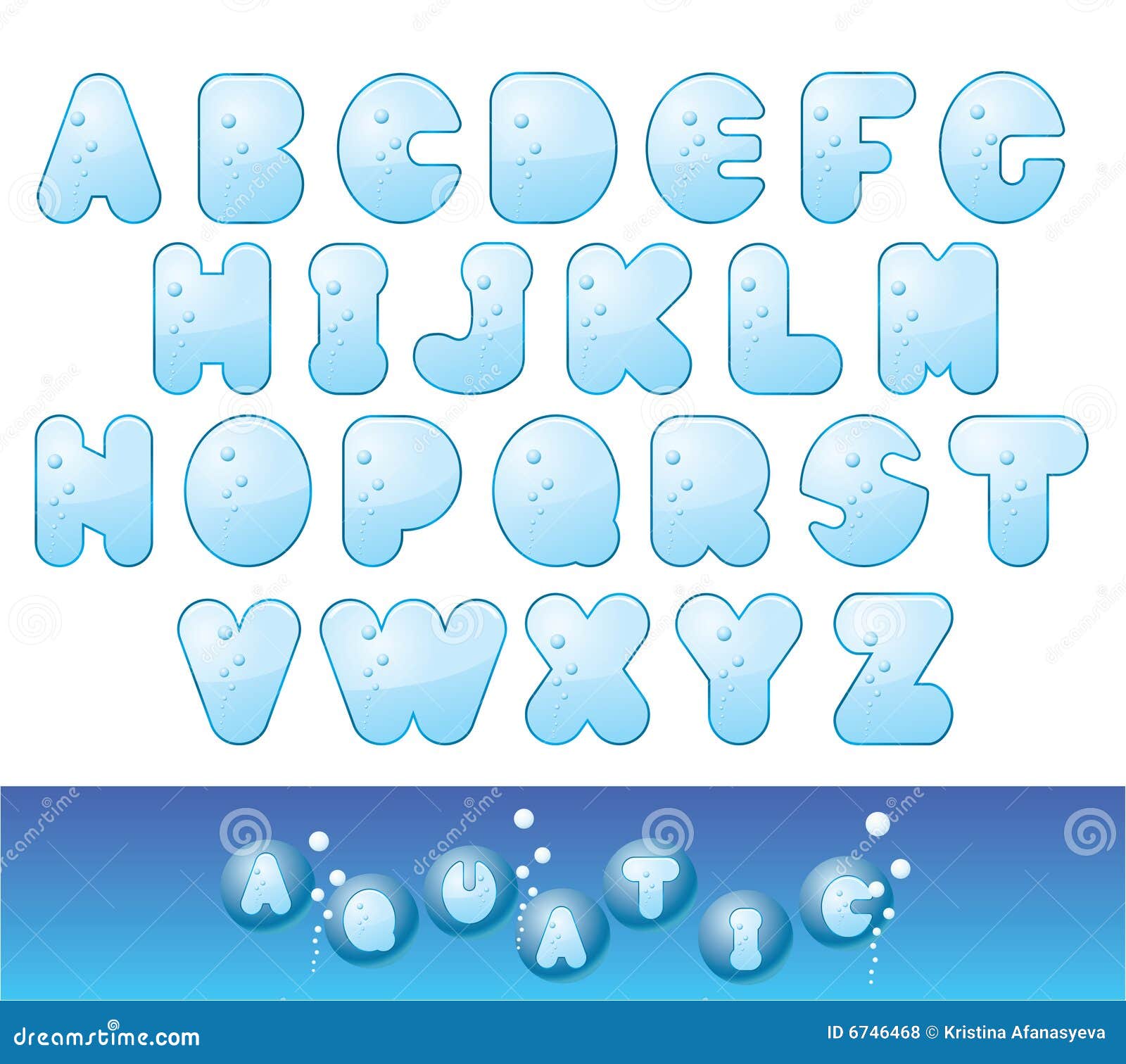 Aqua Font stock vector. Illustration of alphabetical, ornate - 6746468