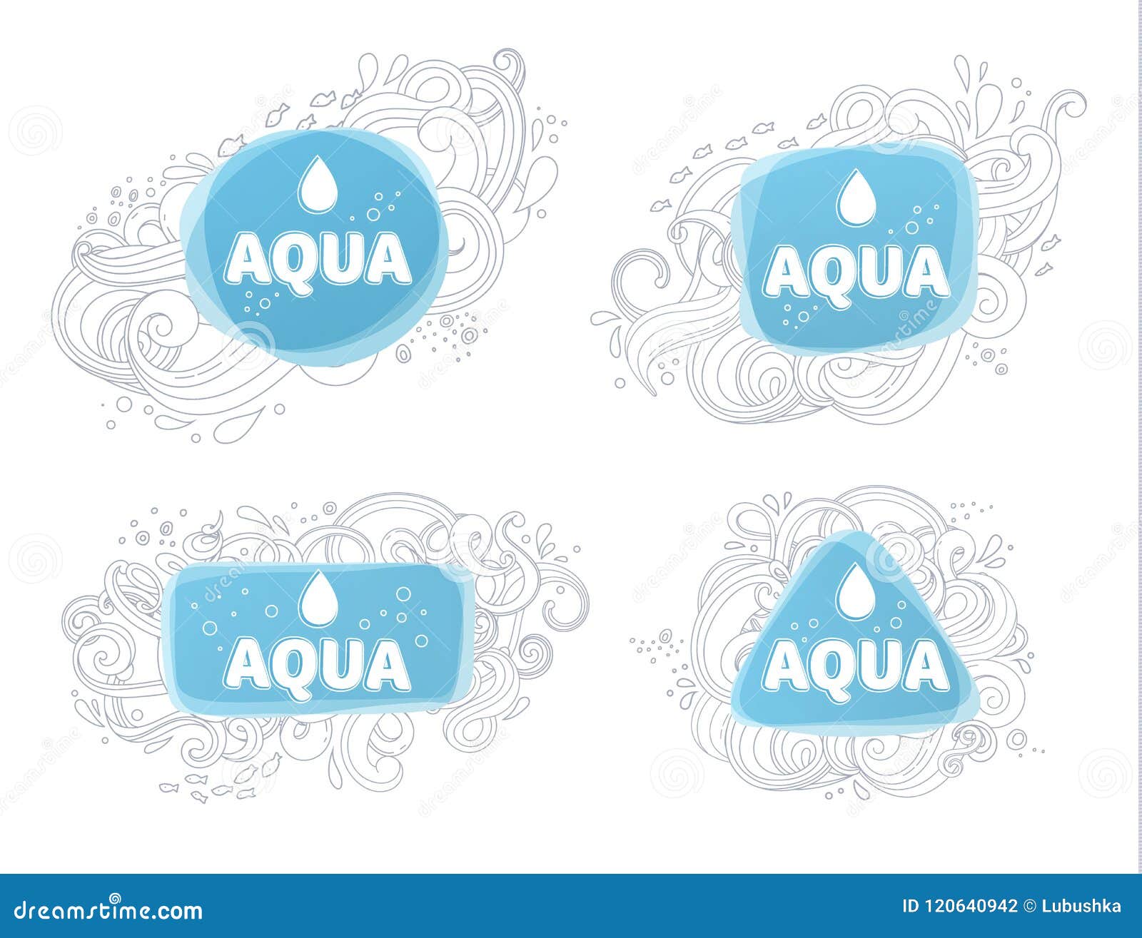 Aqua logos and emblems. stock vector. Illustration of clean - 120640942