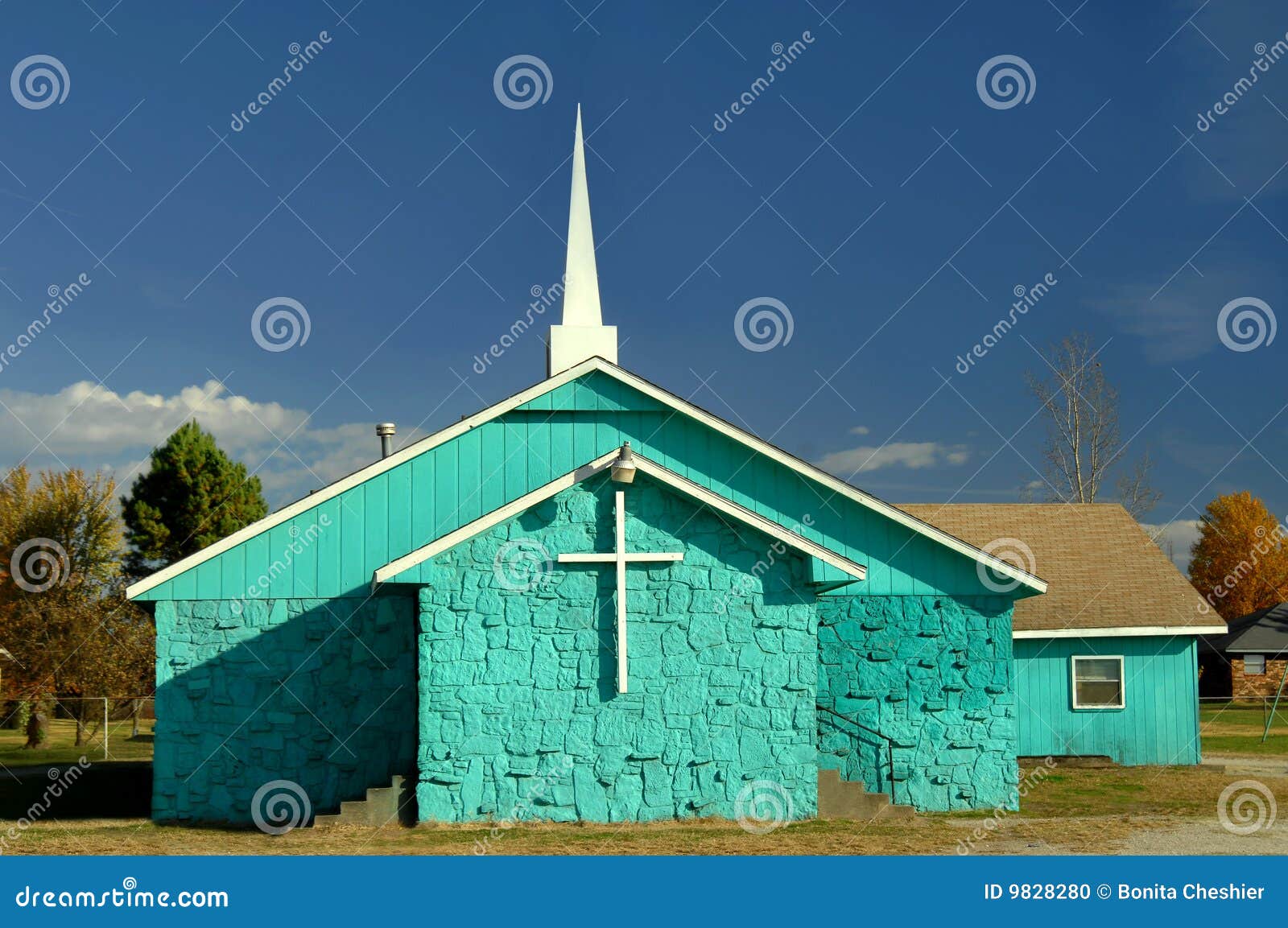 Aqua Painted Church stock photo. Image of exterior, vivid - 9828280