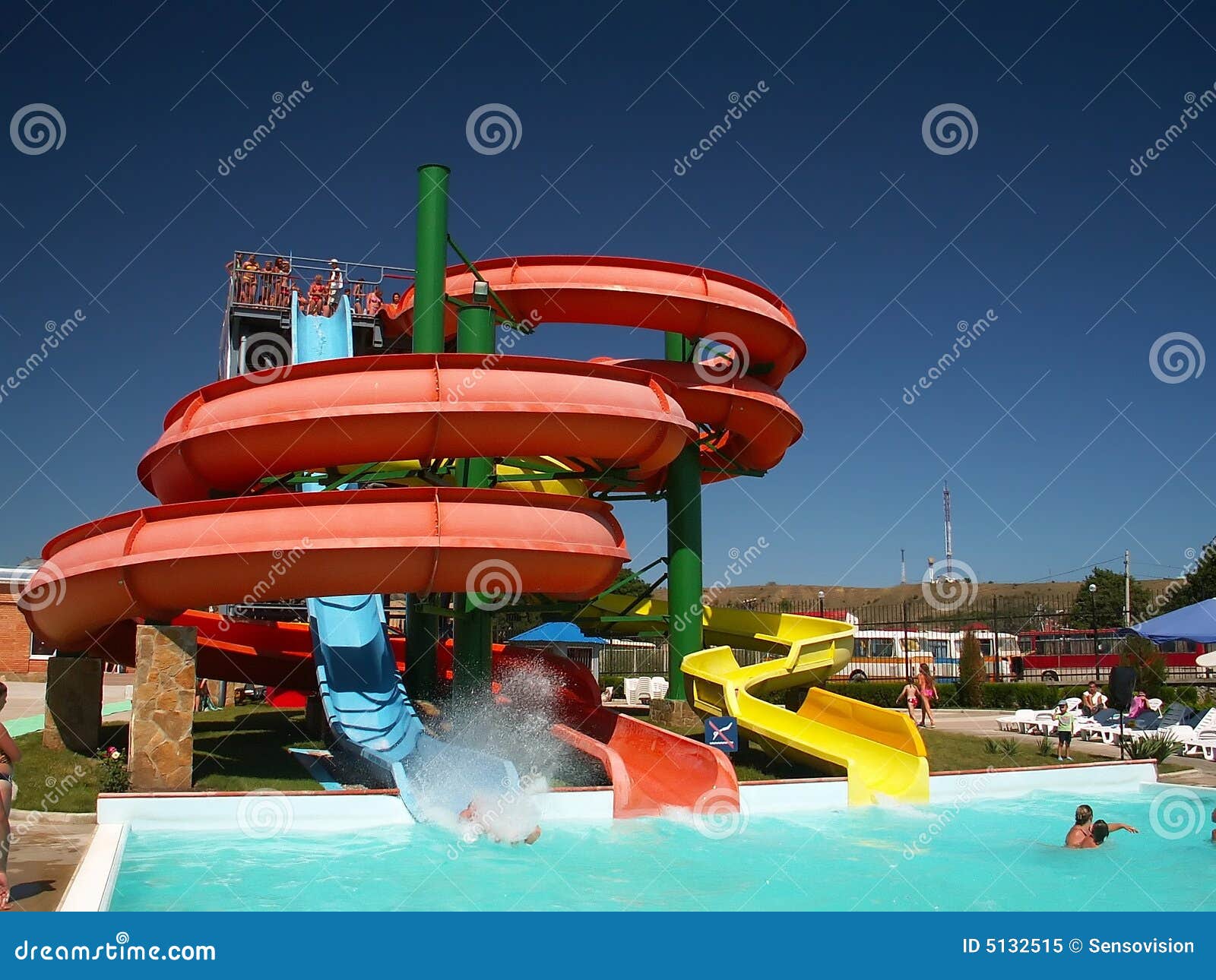 Aqua-Park Water Slide stock image. Image of blue, summer - 5132515