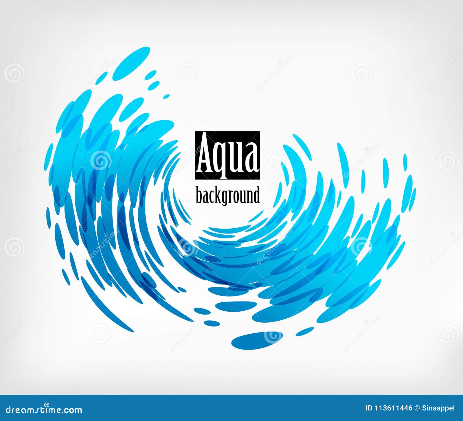 Aqua Rounded Background, Splash Water on White Stock Vector ...