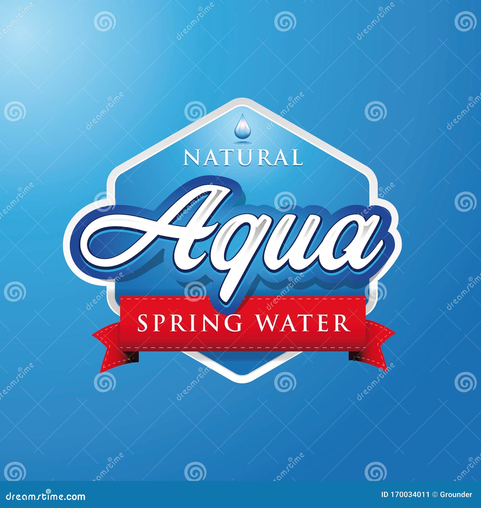Aqua - Spring Water Label Tag Stock Vector - Illustration of blue ...