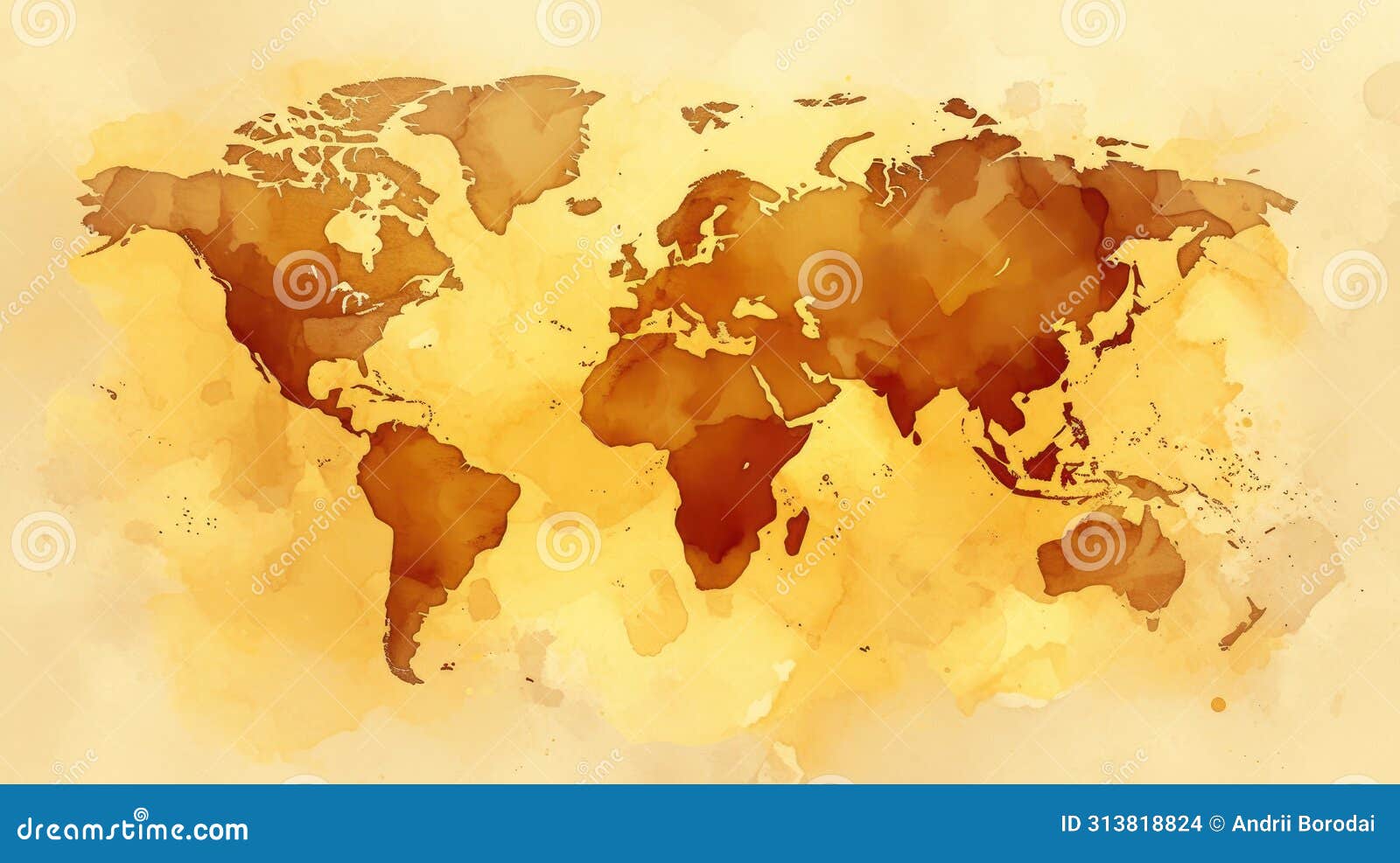Aqua Tinted World Map Silhouette. Stock Illustration - Illustration of ...