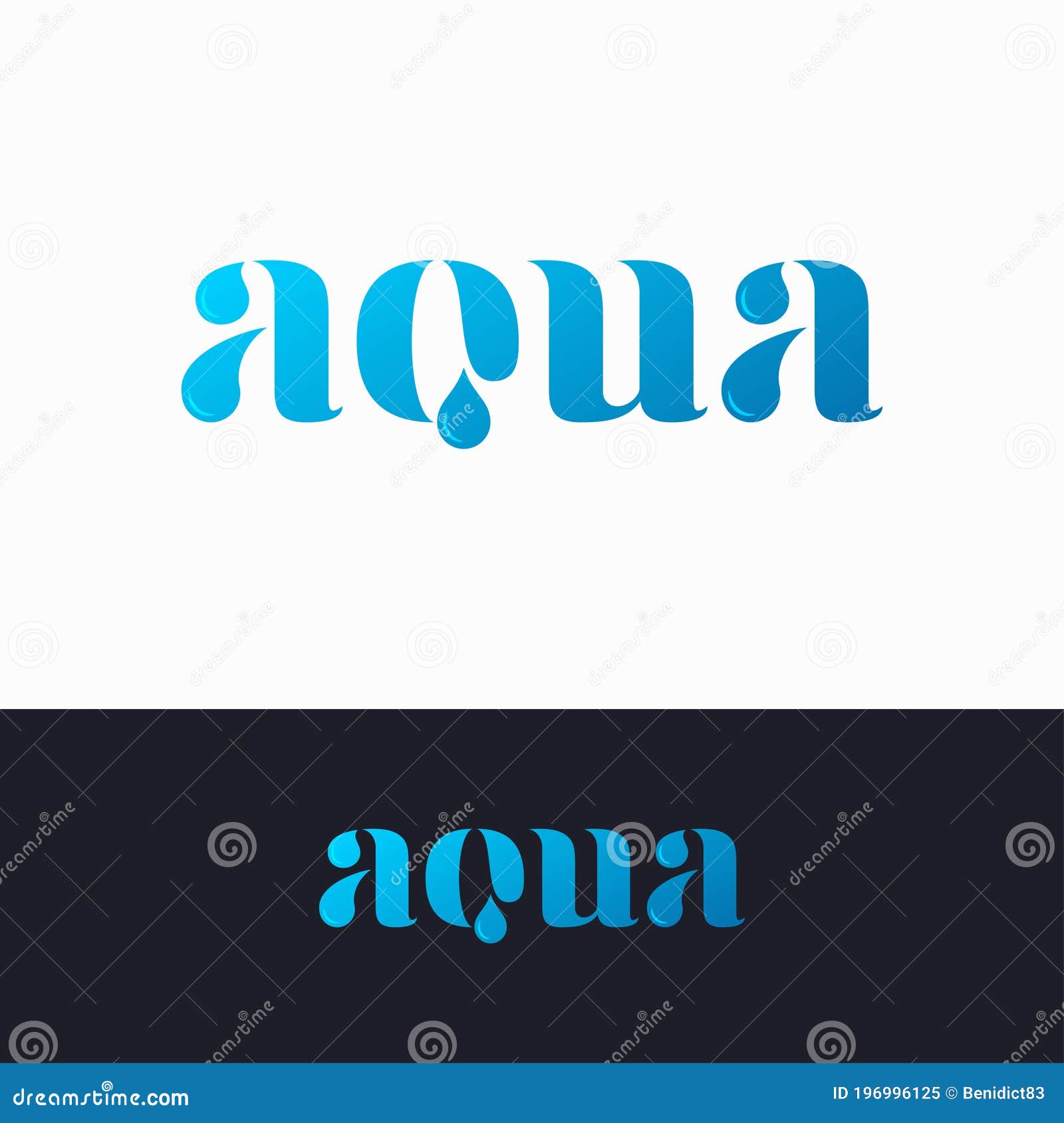 Aqua Water Logo on White and Black Background Stock Vector ...