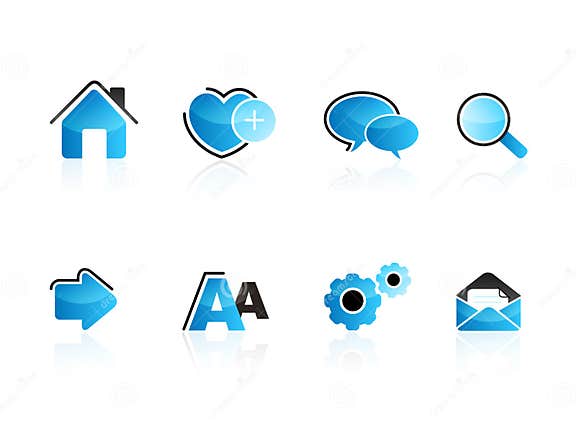 Aqua web icon set stock vector. Illustration of magnifier - 3976581