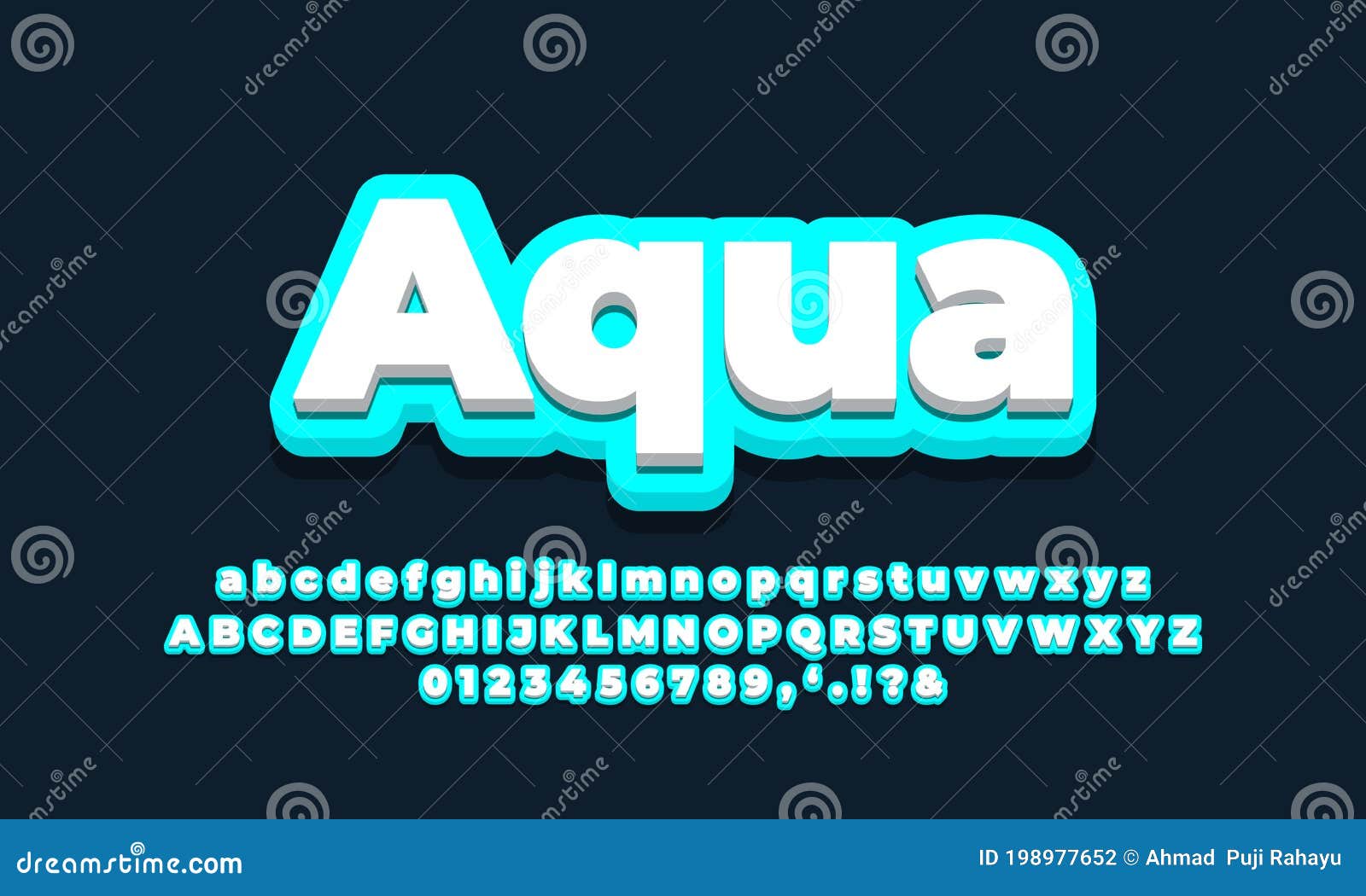 Aqua with White 3d Font Effect or Text Styles Design Stock Vector ...