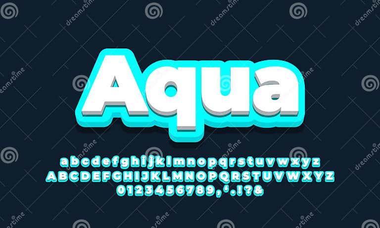 Aqua with White 3d Font Effect or Text Styles Design Stock Vector ...