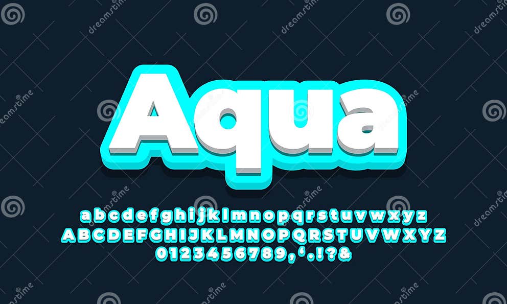 Aqua with White 3d Font Effect or Text Styles Design Stock Vector ...